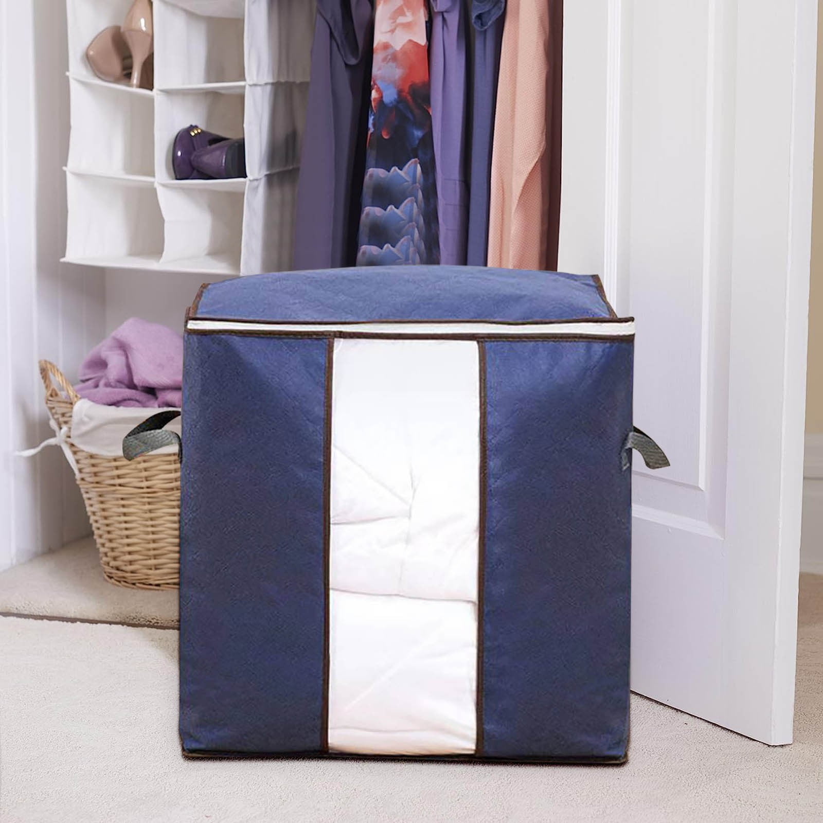 3pcs Blue Visual Storage Bag Quilt Storage Bag Non-woven Fabric ...