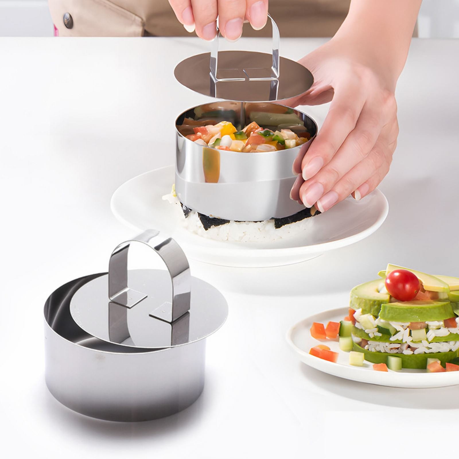 Clearance 4 Pcs Round Ring For Cooking Stainless 3 Inch Food With 1 ...
