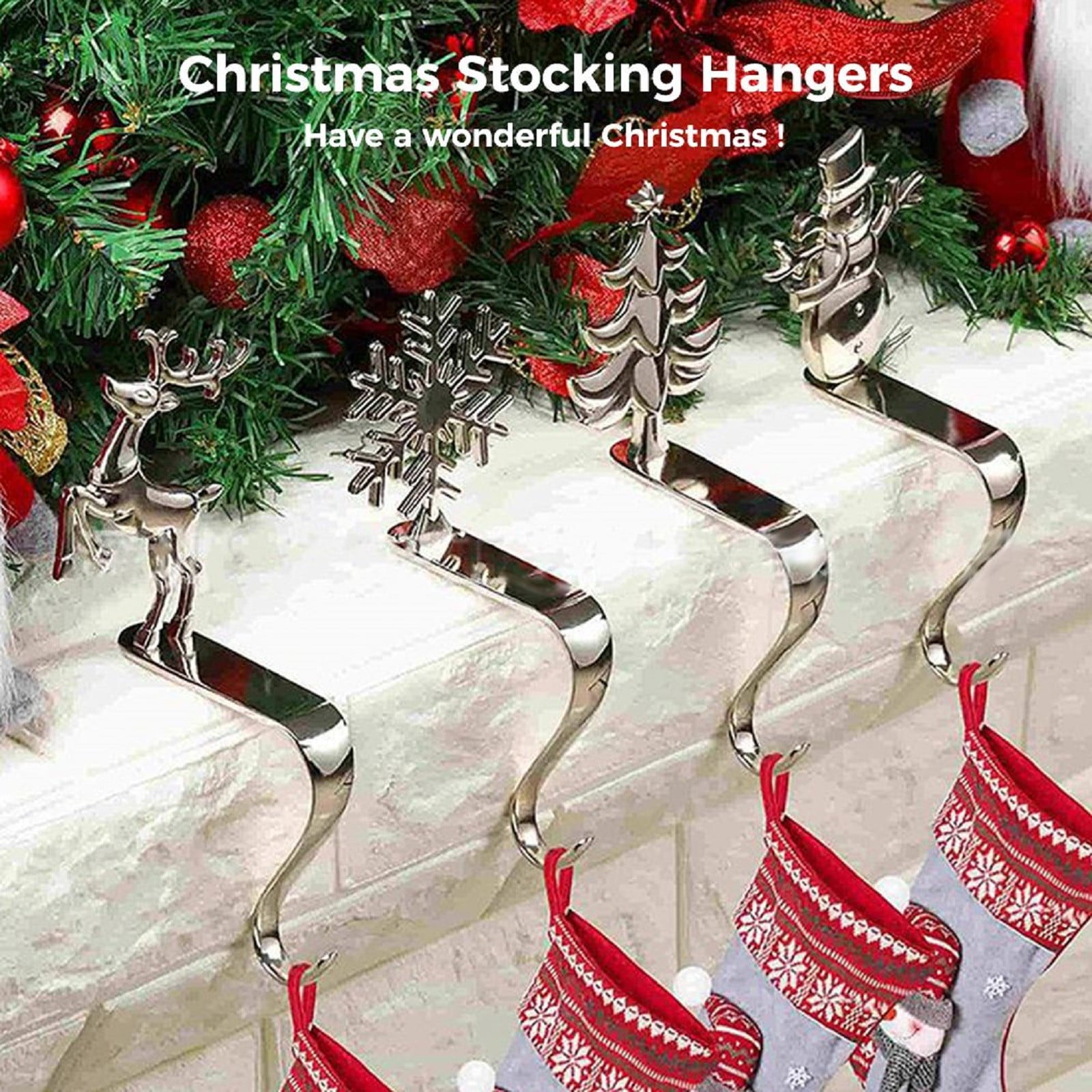 Clearance! 4pcs Christmas Stocking Holders Mantle Stocking Hanger ...