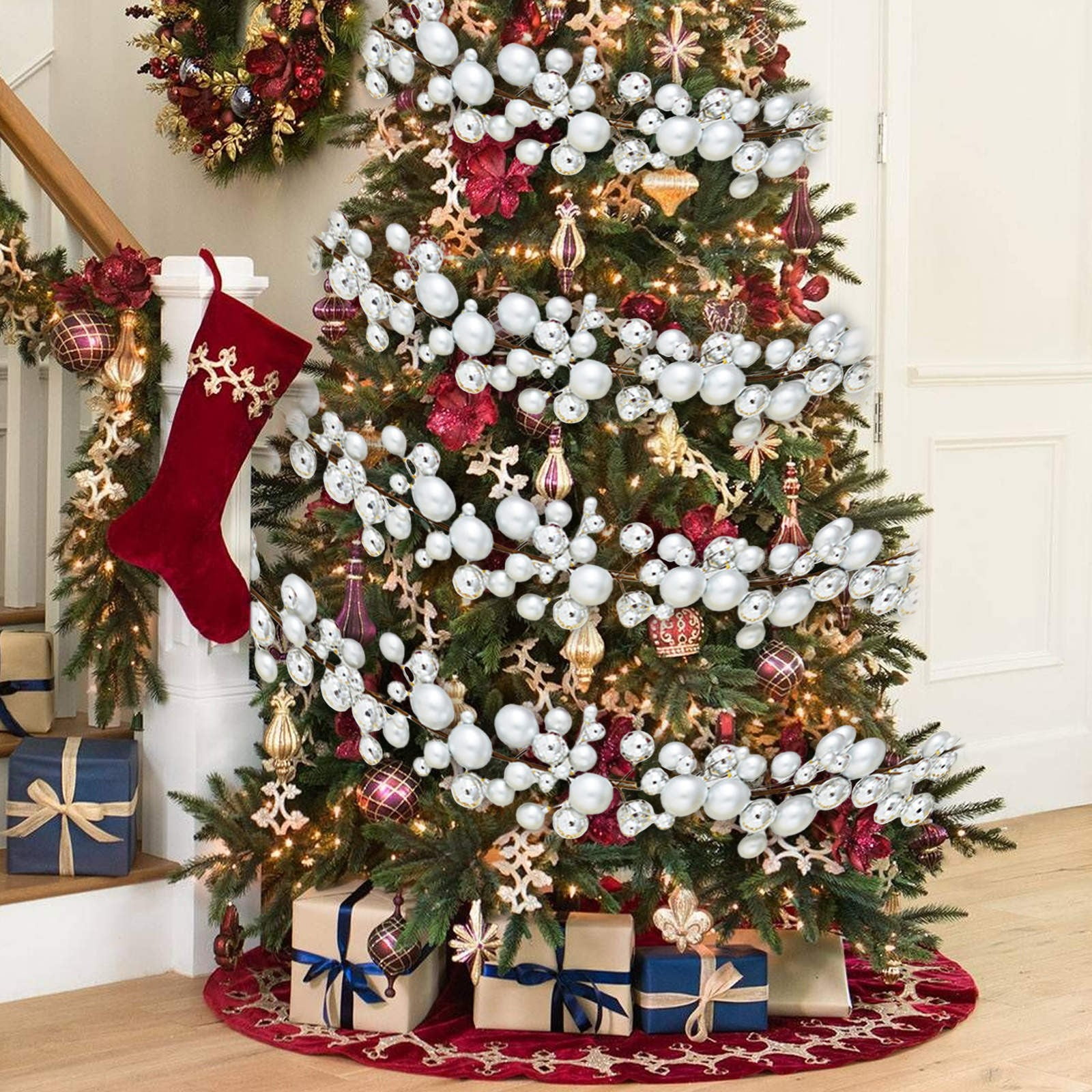 Clearance! 5.9FT Red Christmas Ball Garland, Red Ornament Garland ...