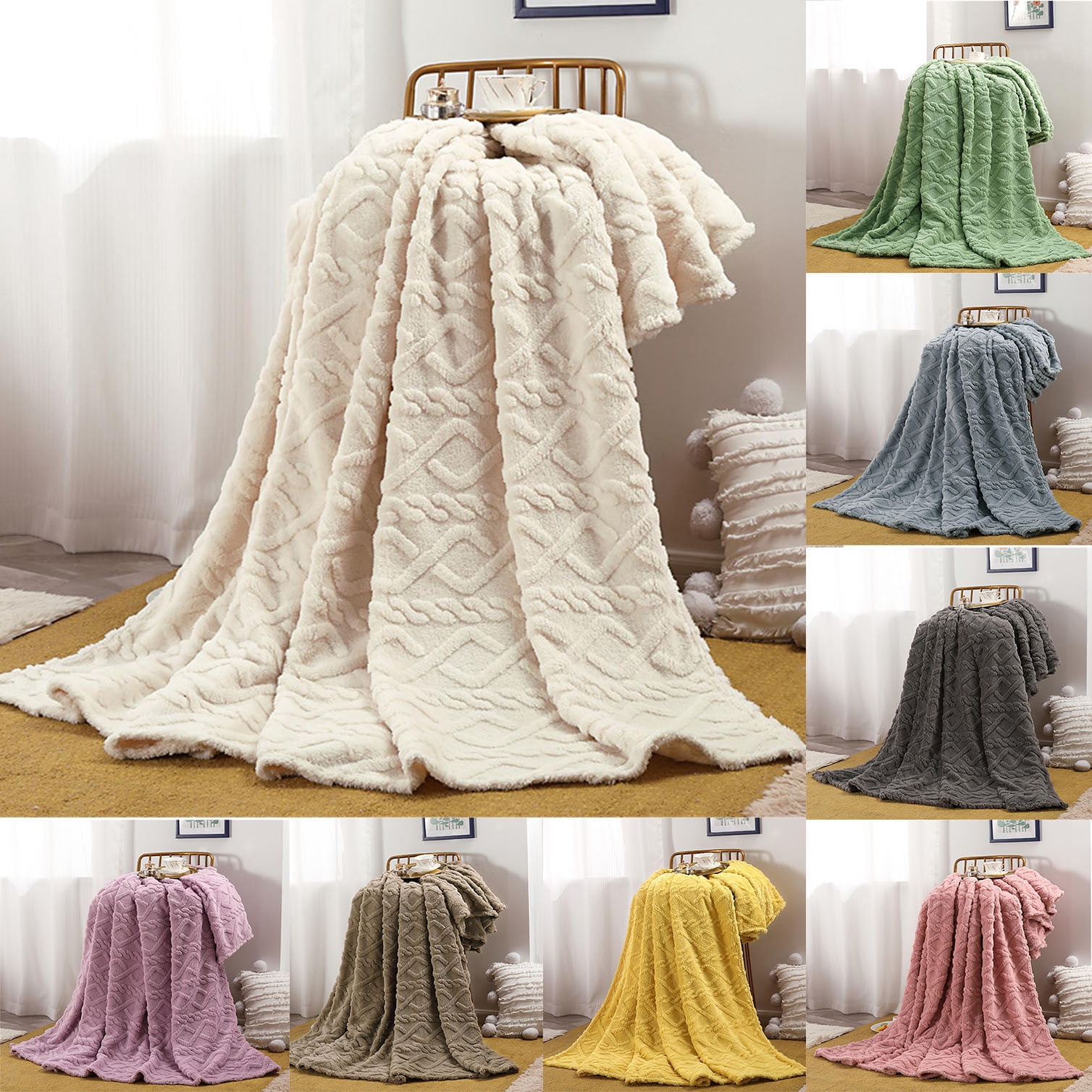 "Boovnll Super Soft Warm Fleece Throw Blanket, Solid Color, Flannel ...