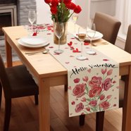 Eucalyptus Hearts Valentine's Day Table Runner, Holiday Kitchen Dining ...