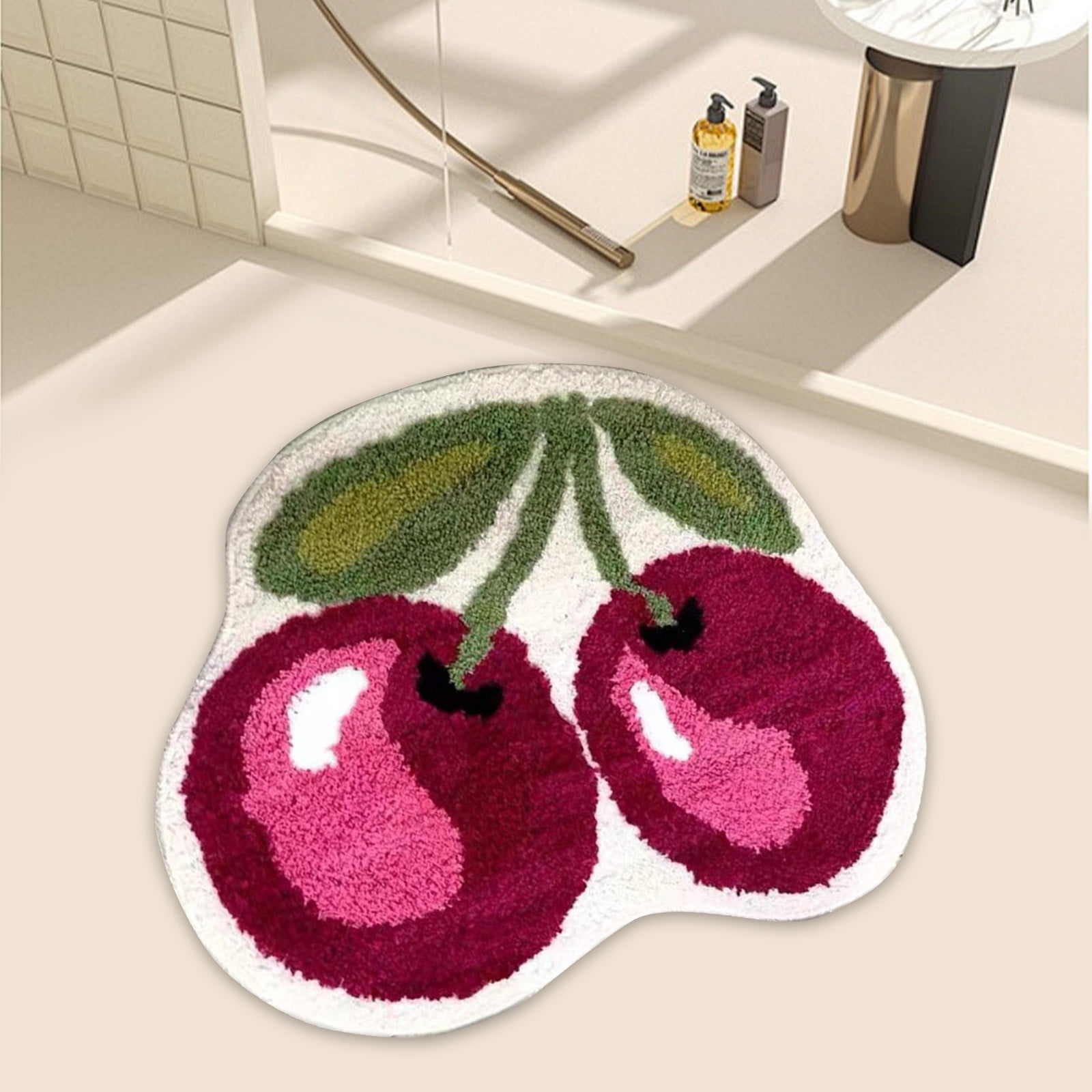 Clearance Under $5 Cherry Bath Mat for Bathroom, 23.6"x15.7" Non Slip ...