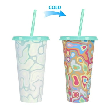 Pink / Red and Blue / Green Color Changing Tumblers with Straw for Home ...