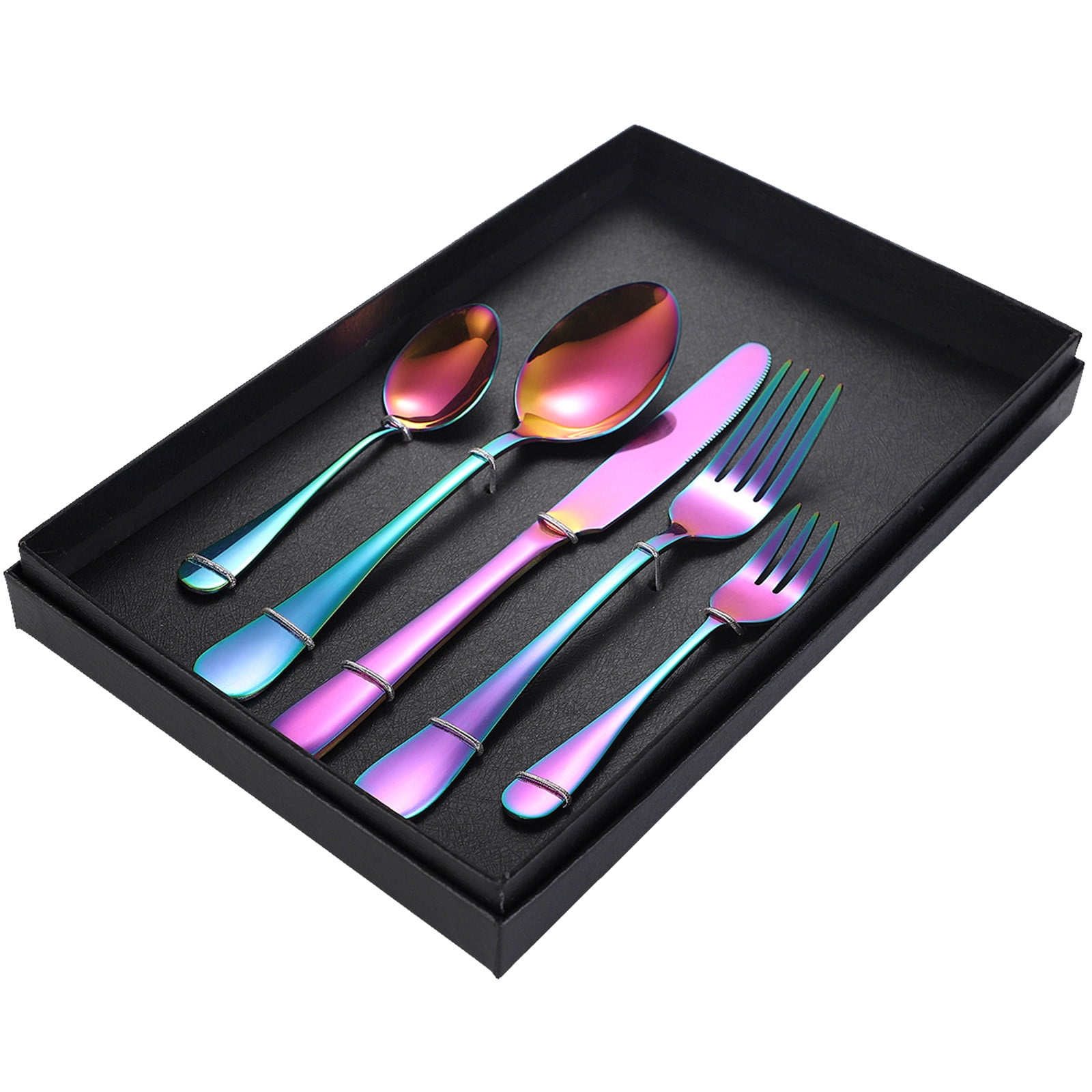 Savings Flatware Stainless Cutlery Set 5 Pieces,No Rust Cutlery Set,Stainless Steel Flatware Set ...