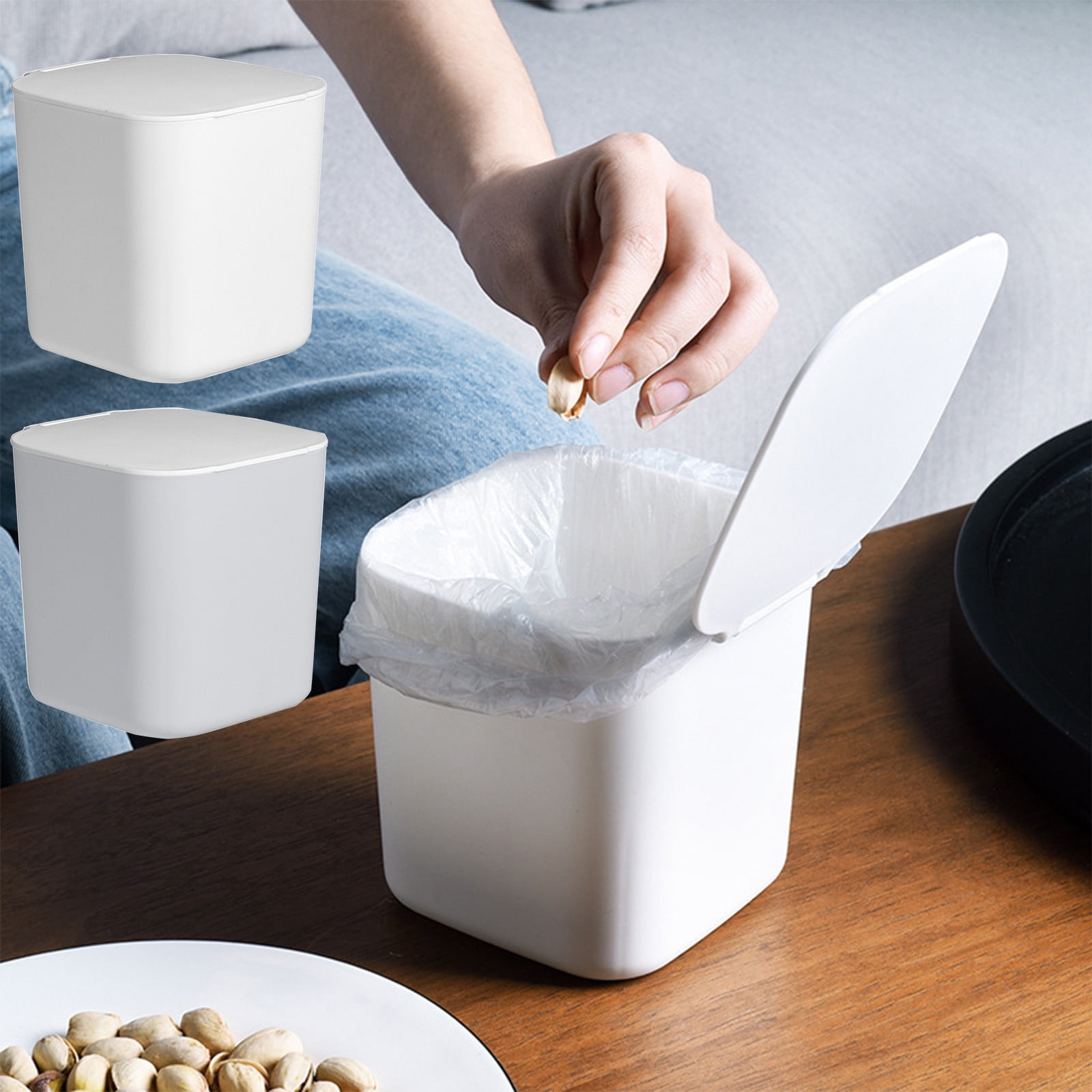 Clearance under $5 Fufafayo Mini Trash Can with Press Top Lid, Small ...