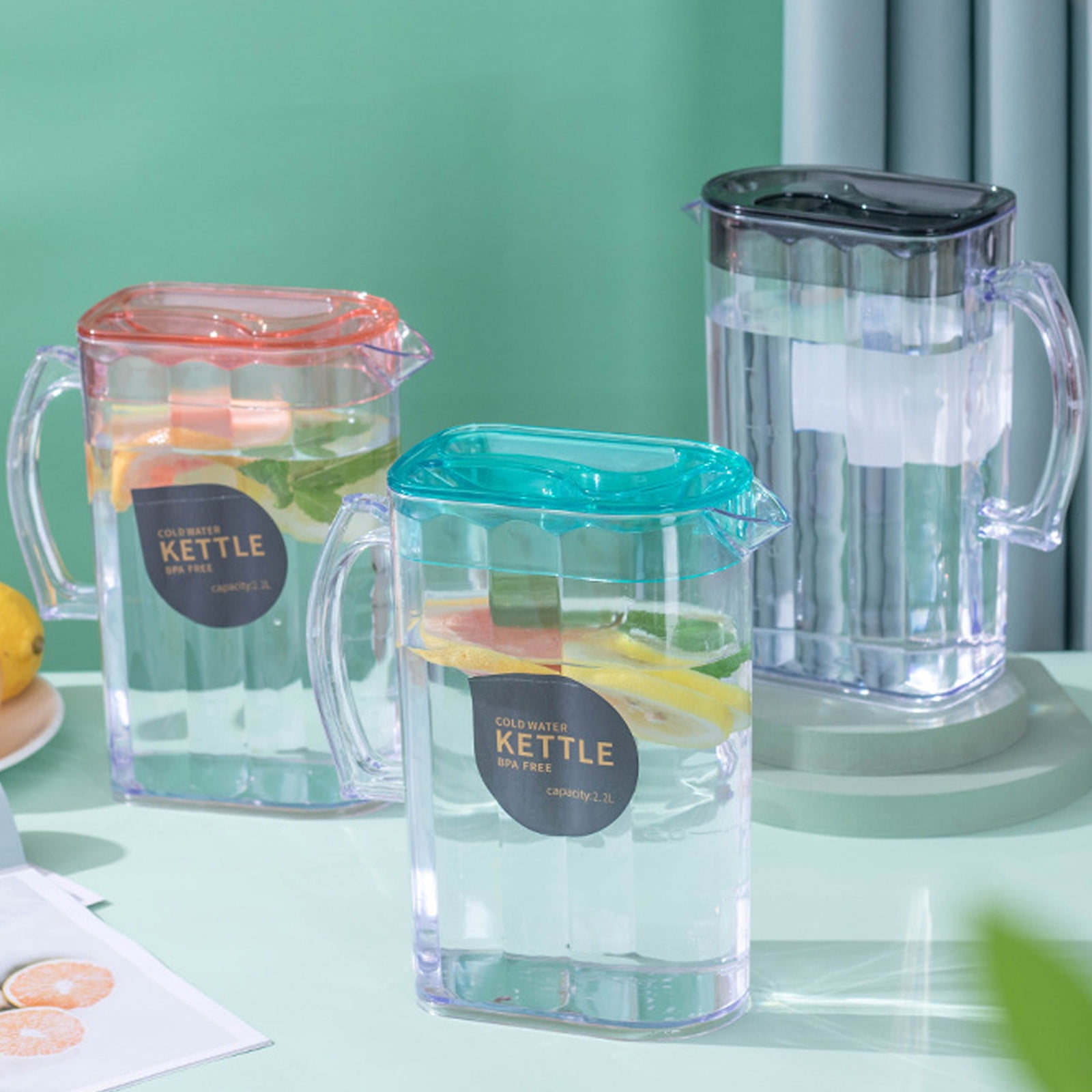 Clearance under $5 Fufafayo Pitcher with Lid Slim Clear Plastic Water ...