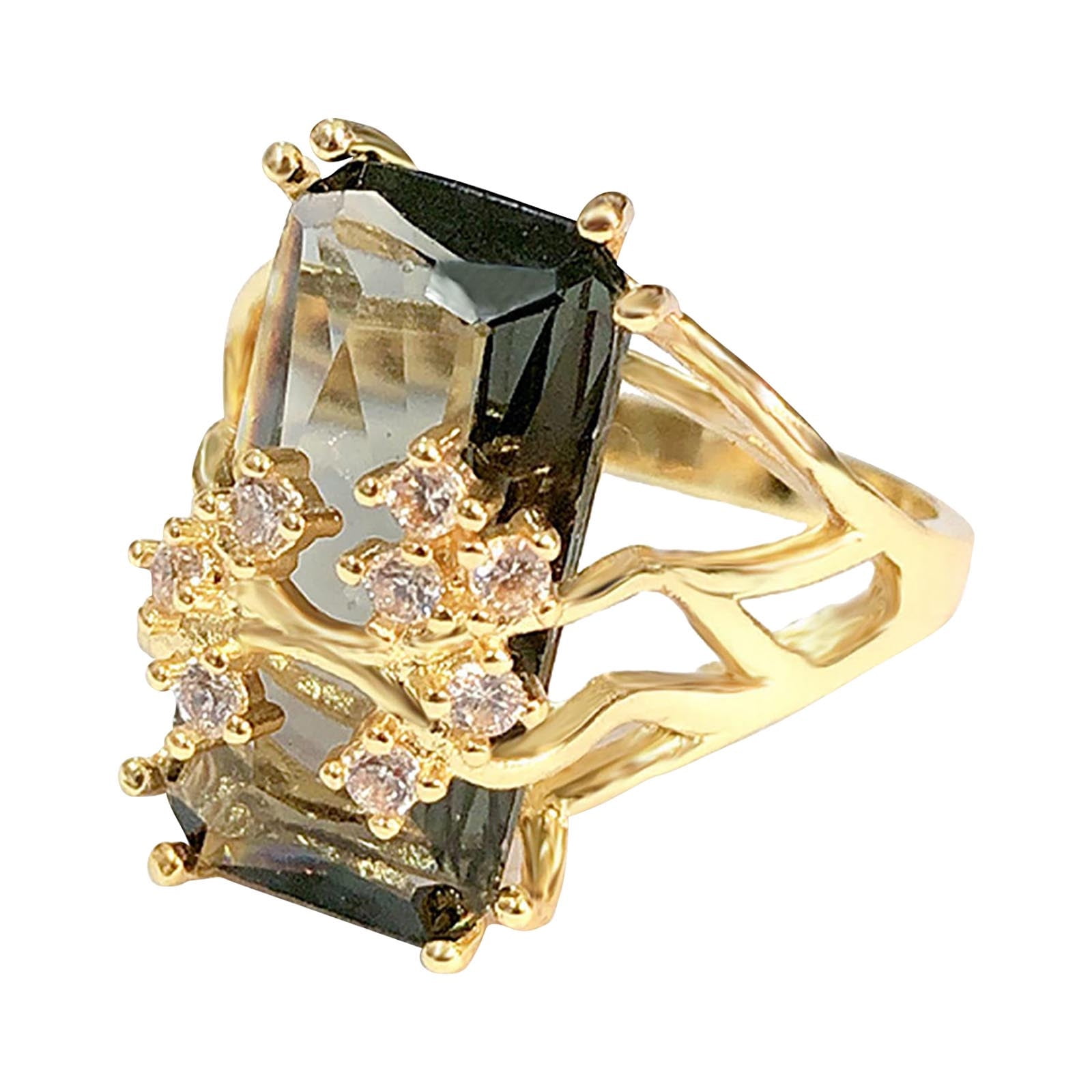 Under $5 Gmogad Crystal Rectangle Rings for Women, Gold Plated Gothic Vintage Rings for Women ...