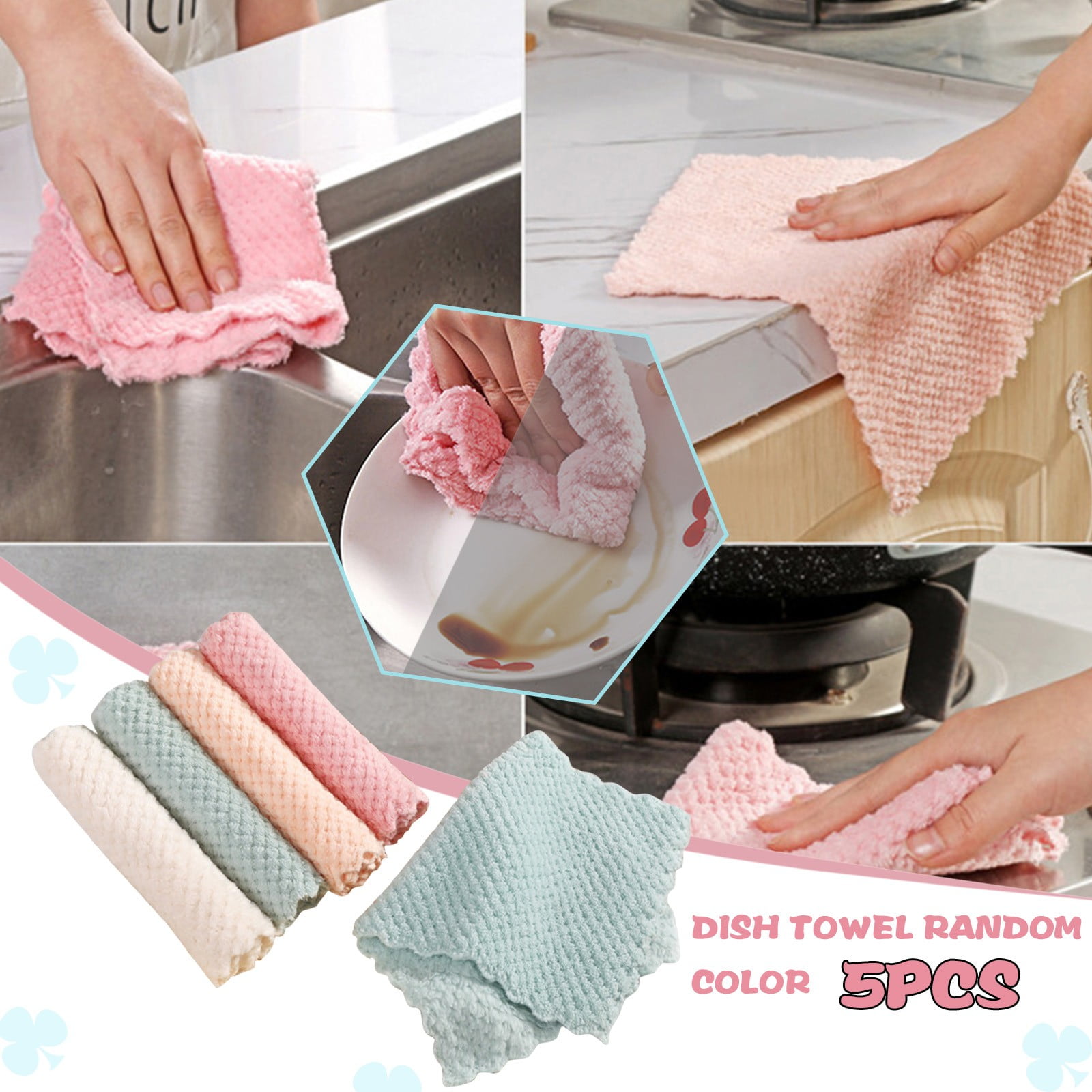 Clearance Under $5 Rags Kitchen Coral Towel Random Color Tableware Dish ...