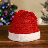 Aihimol Glowing Santa Hat, Santa Hat, Adult Christmas Holiday Hat ...