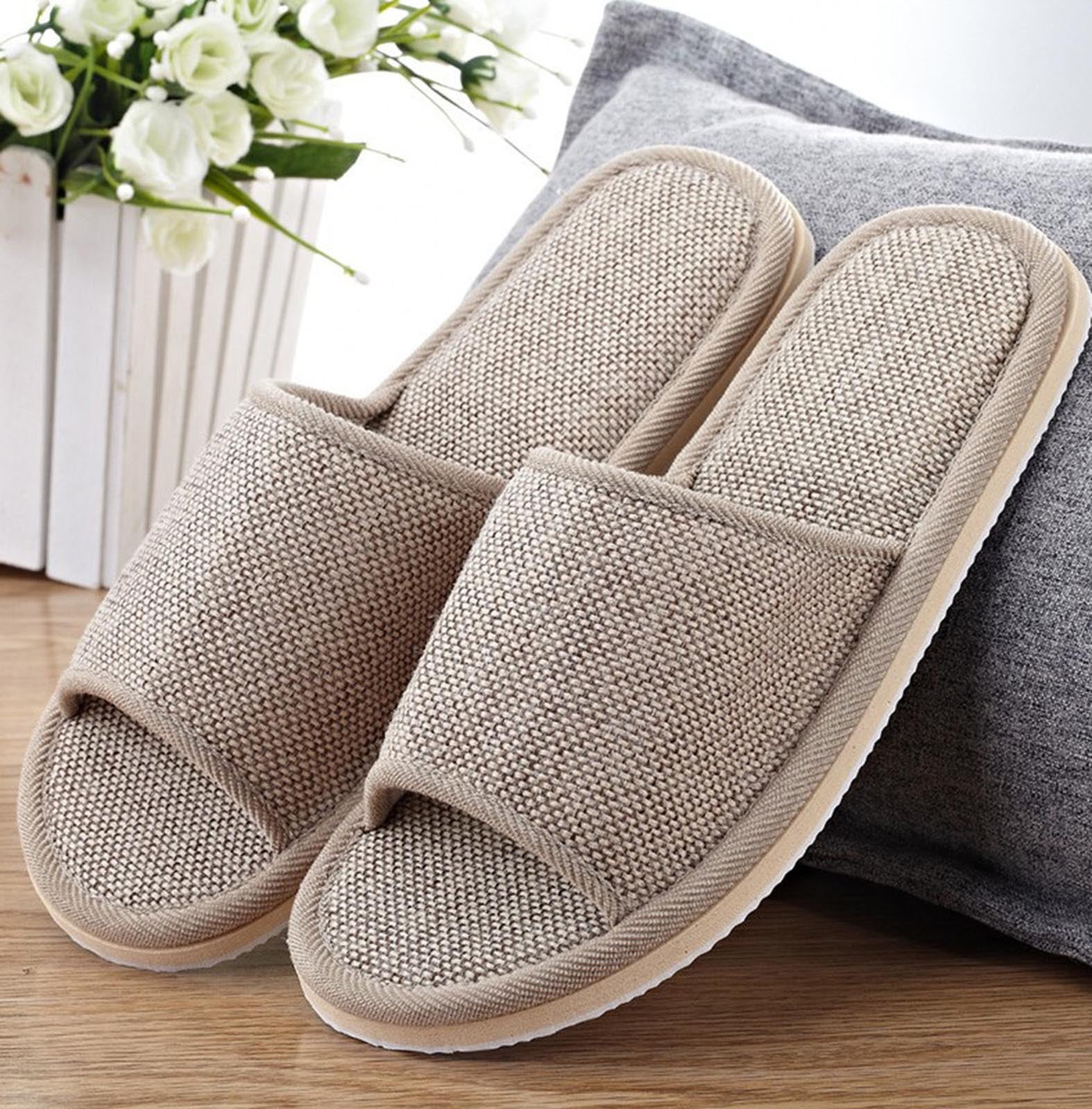 Clearance under $5 kladzum Women Mens Unisex Linen Slippers Open-Toe ...