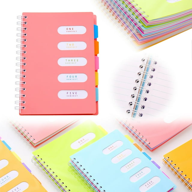 Clearance! 5 Subject Notebook, Light Blue 8.4Inch x 6.7Inch A5 Spiral ...