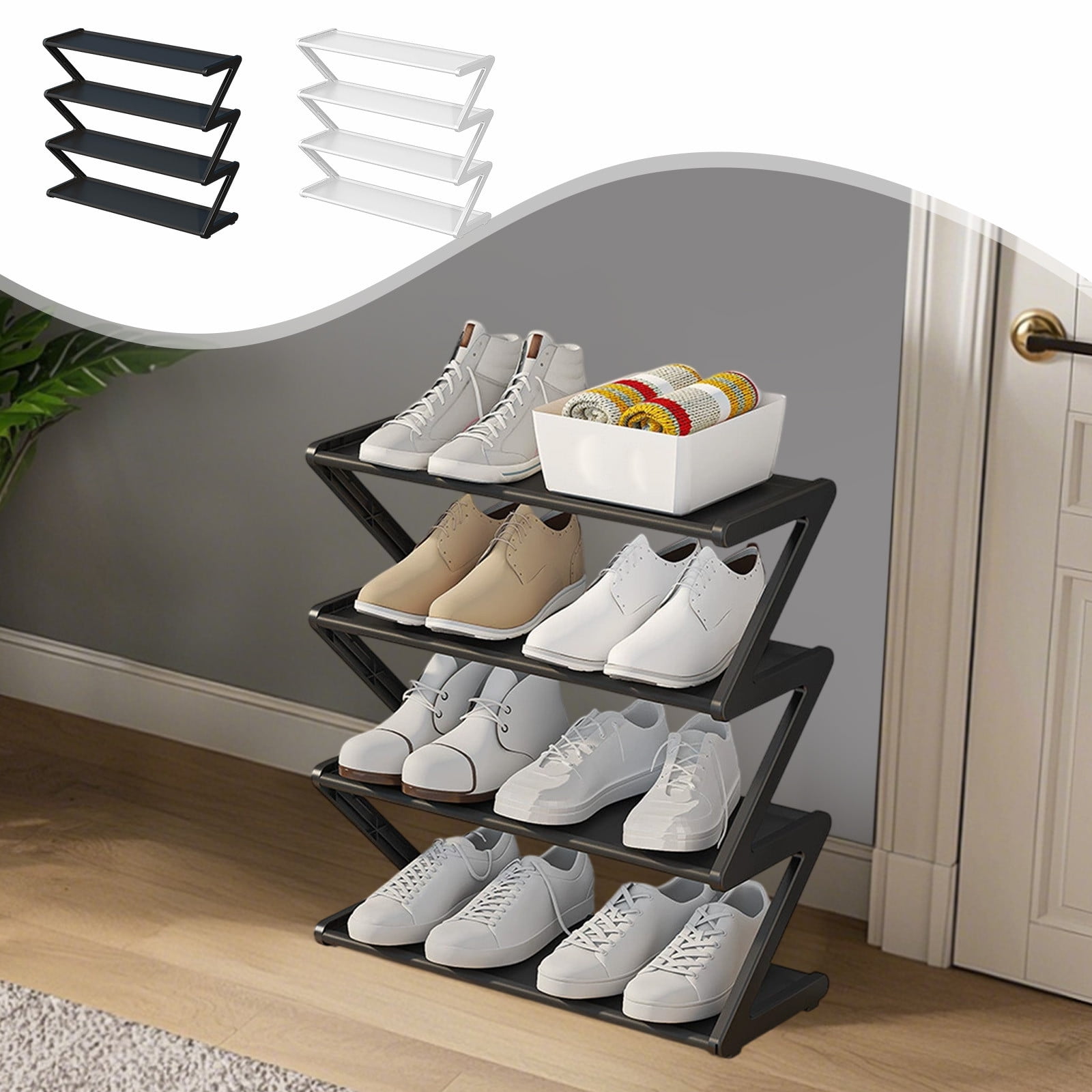 under $5 Usloyux 4-Tier Small Foldable Shoe Rack, Metal Shoe Storage ...