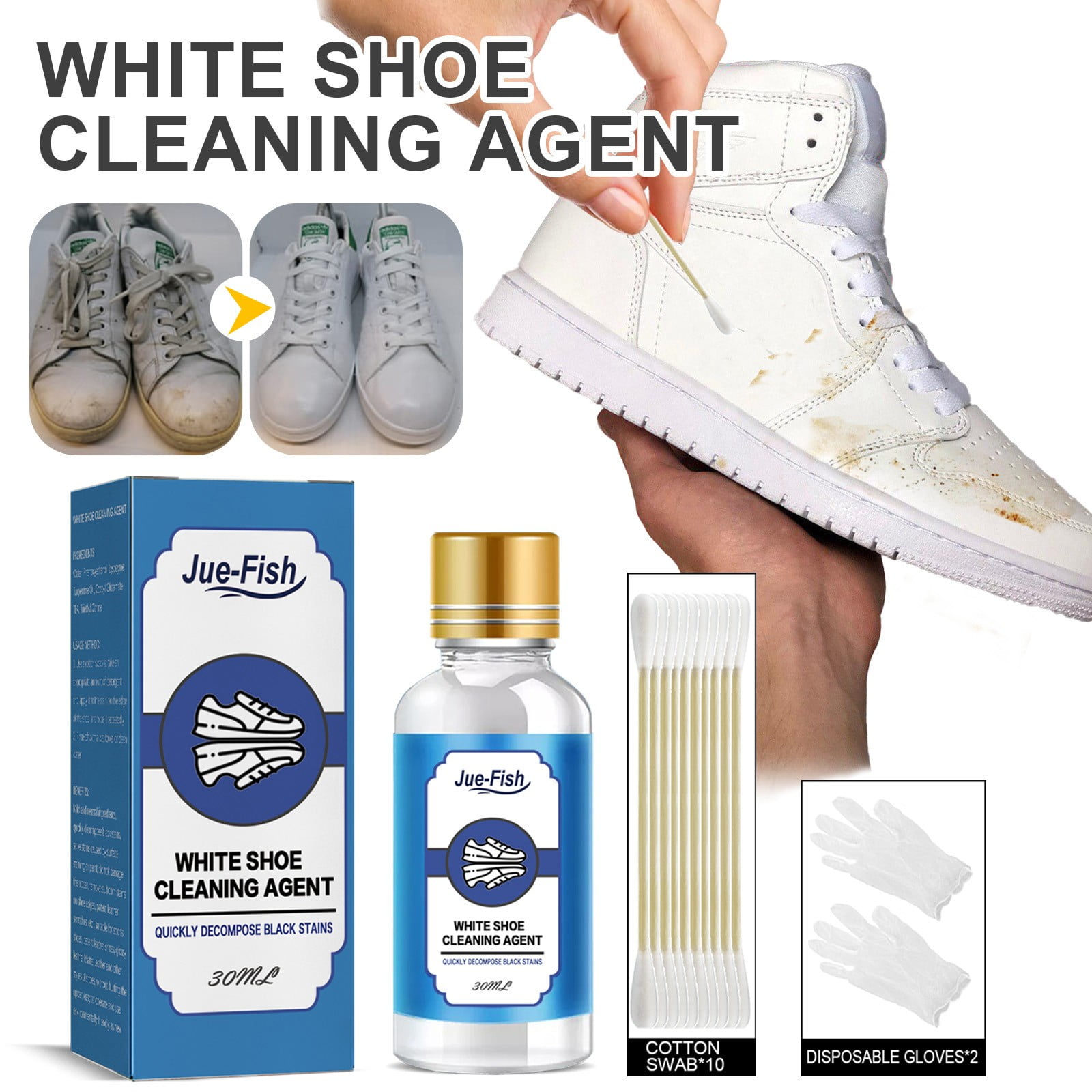 Clearance under $5 White Shoe Cleaner 30ml for Black Stains and ...