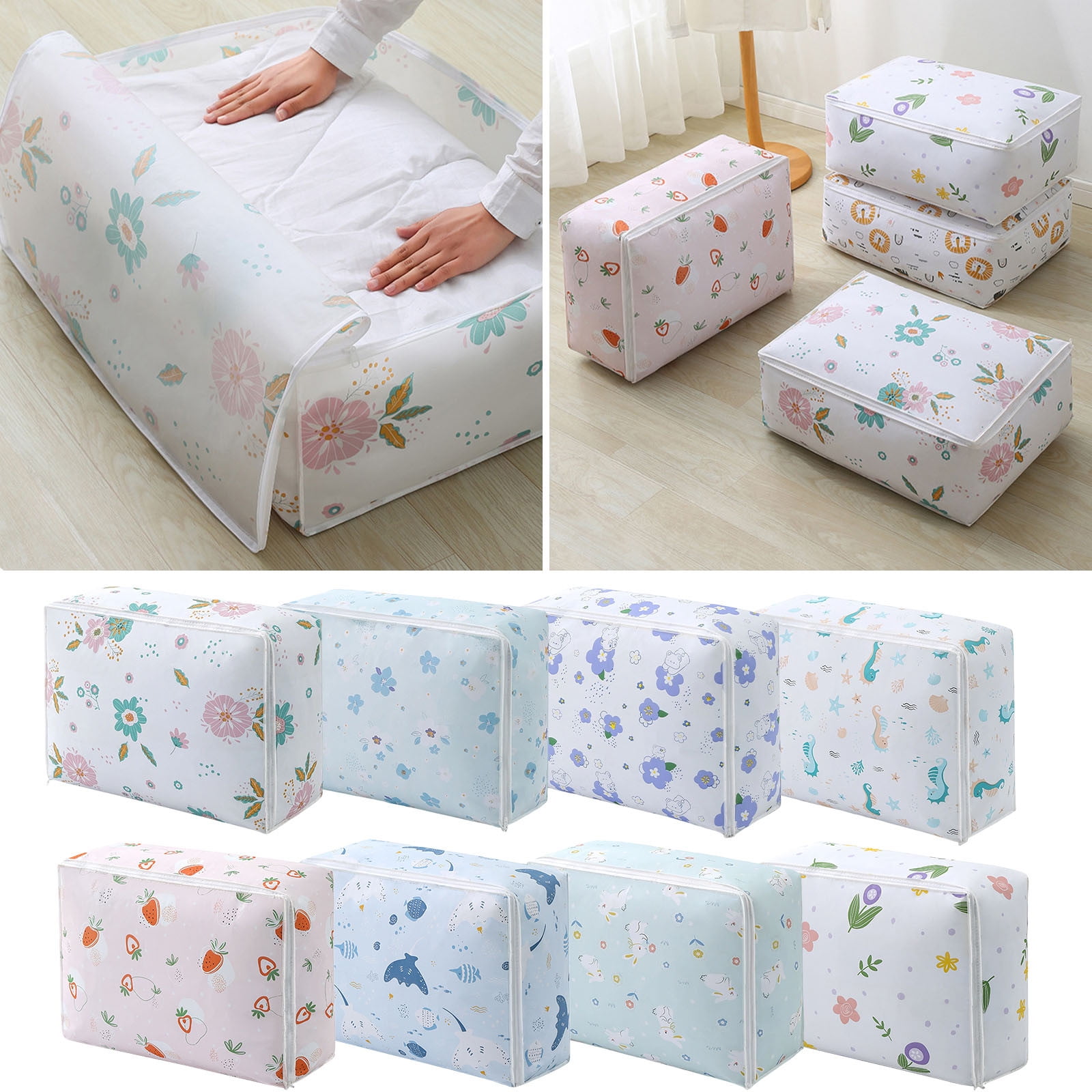 Wzzjkit Storage Bins with Lids Large Capacity Folding Zipper Space ...