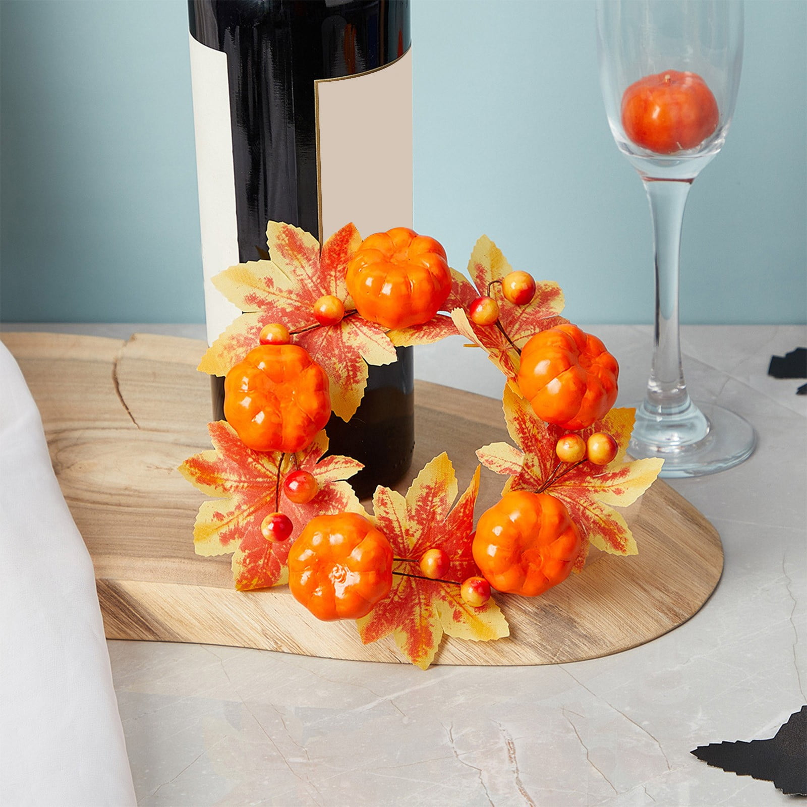 Clearance Under $5!Yyuenw Fall Candle Rings Pumpkin Maple Leaf ...