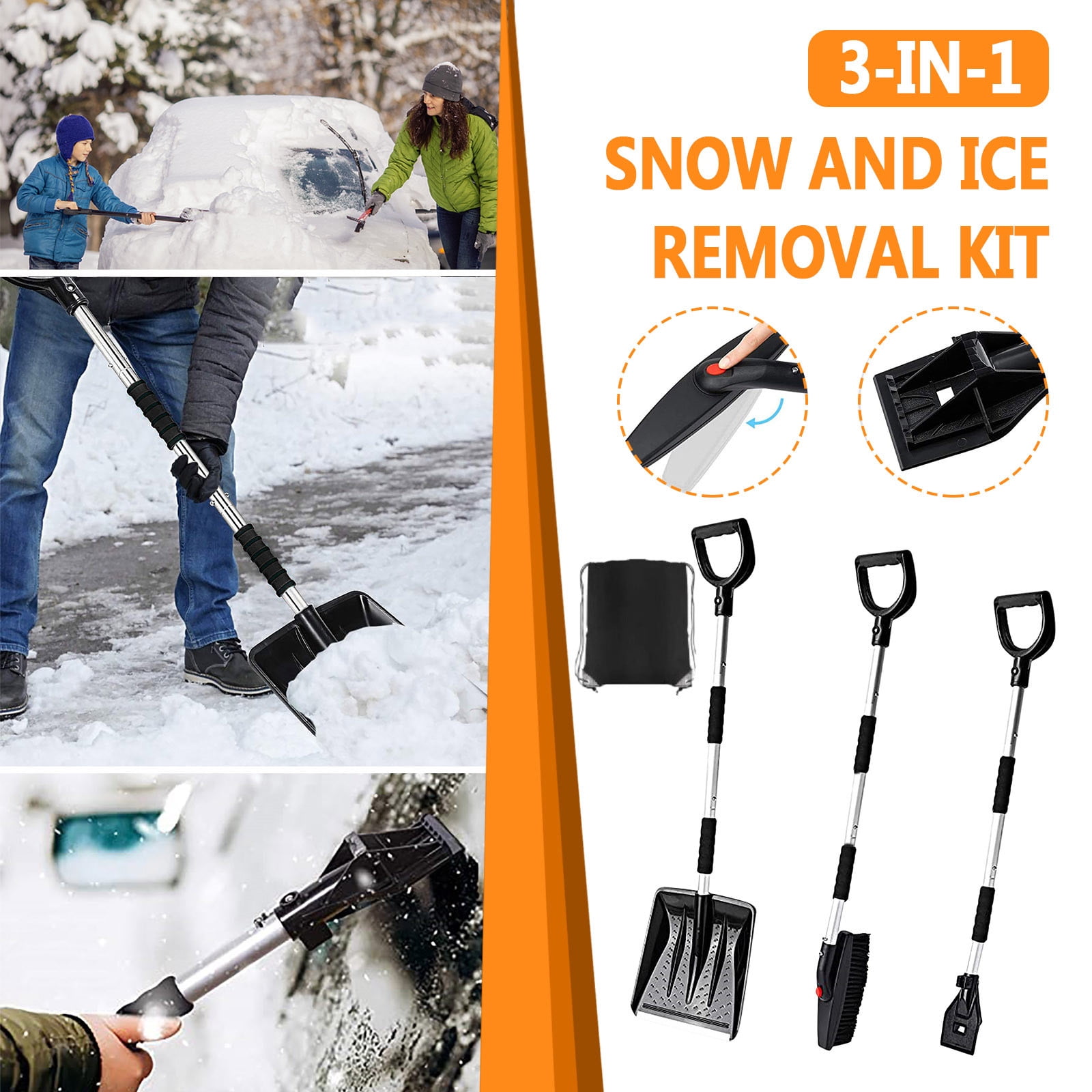 Clearance 50% ZKCCNUK Storage 3-In-1 Snow Removal Kit Multifunctional ...