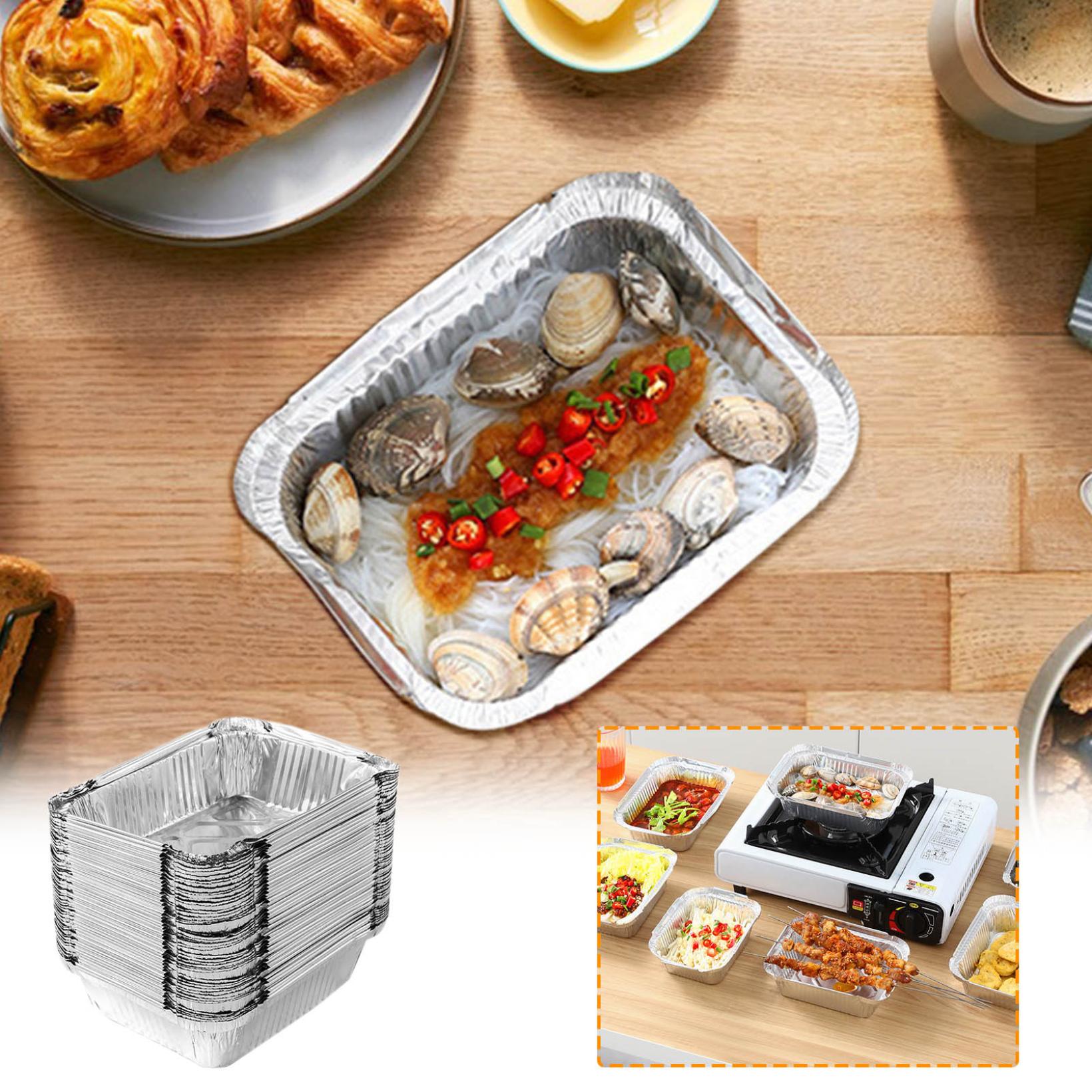 Clearance! 50Pcs Heavy-Duty Aluminum Foil Grill Trays – Disposable ...