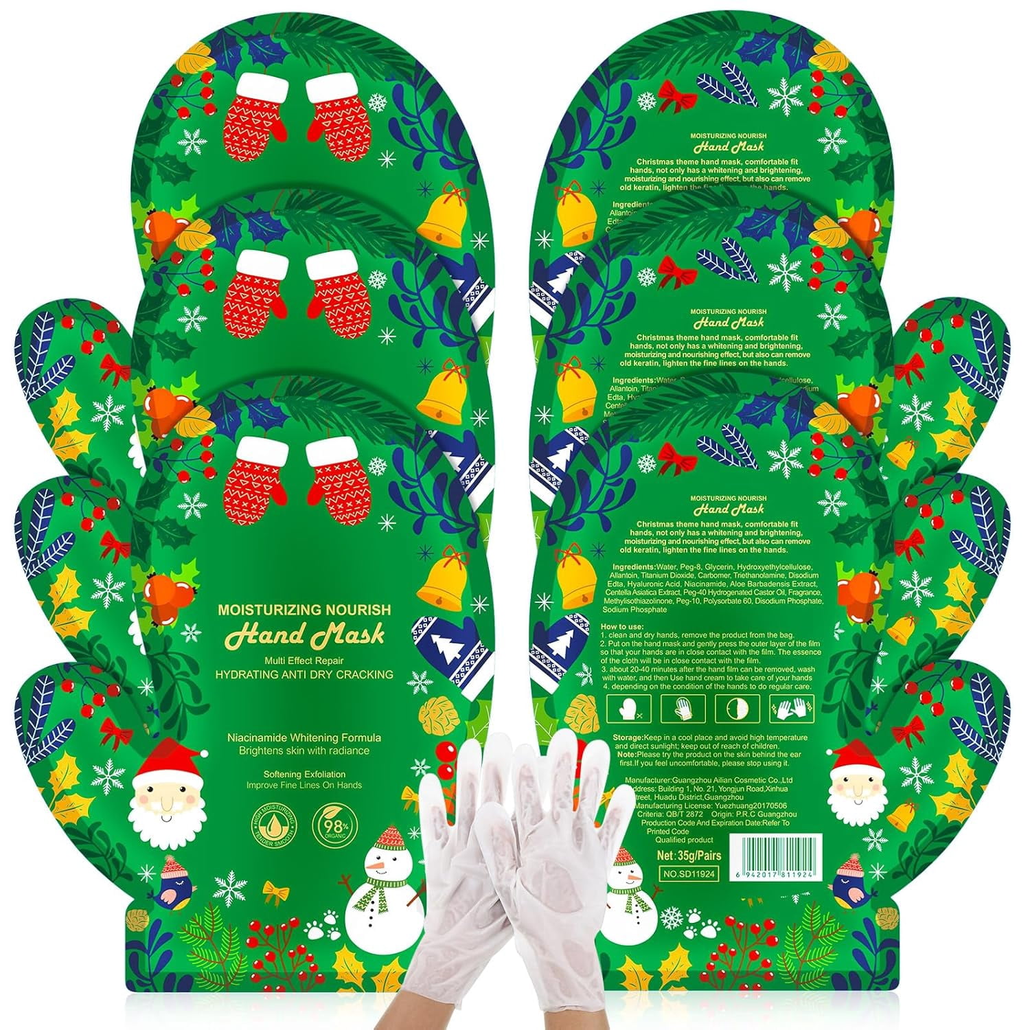 Clearance! 6 Pairs Christmas Gifts Hydrating Hand Mask Hand ...