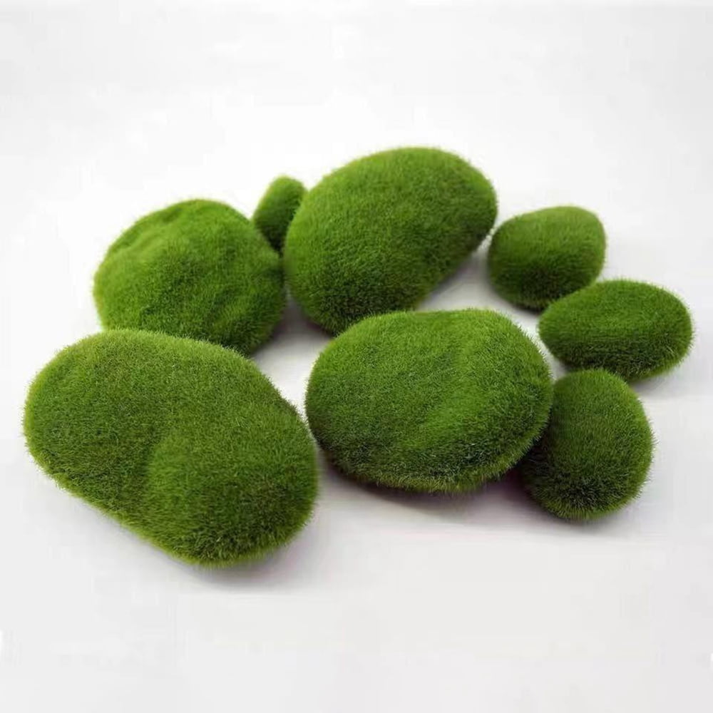 Clearance!6pcs/lot Artificial Moss Rocks ,3 Size Faux Green Moss ...