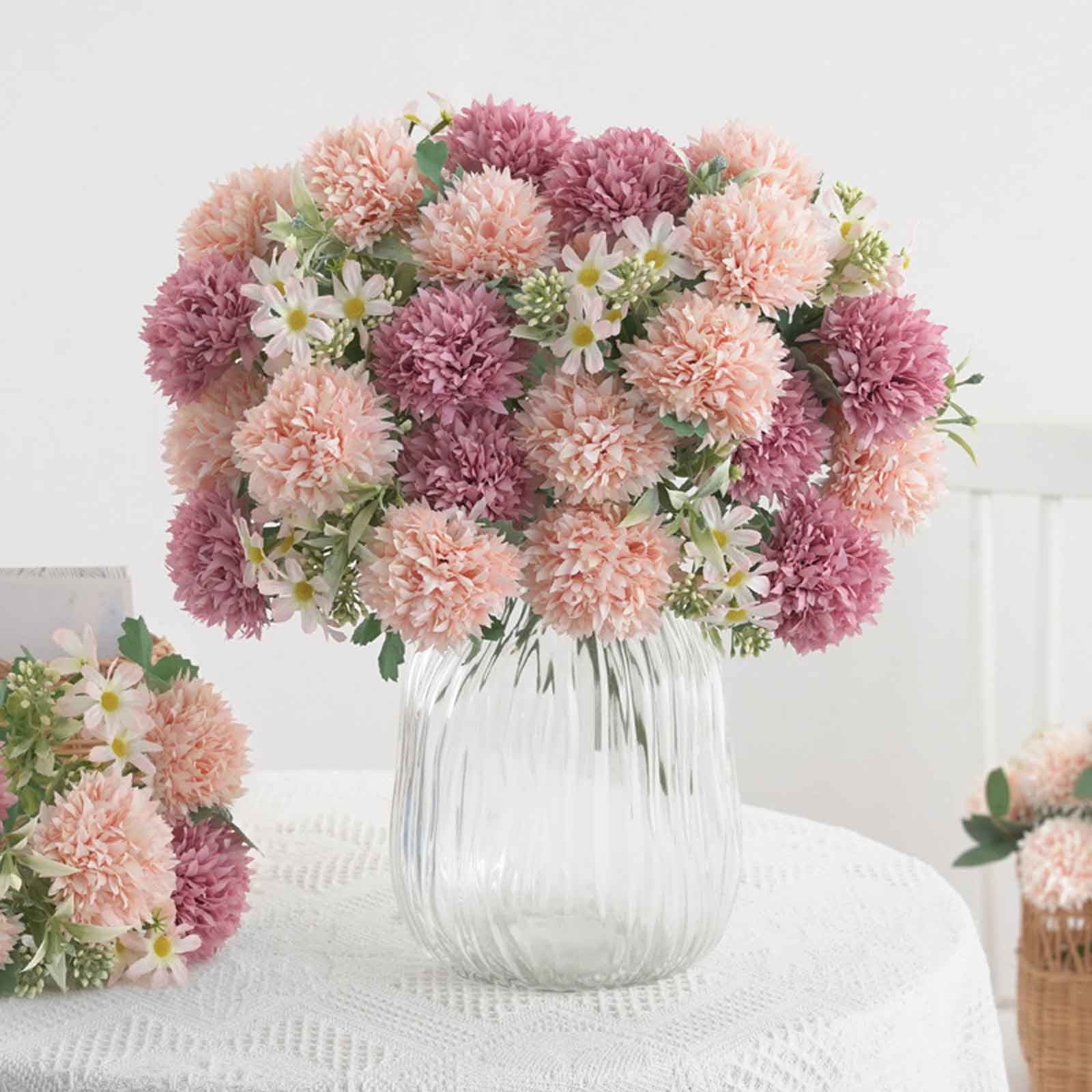 Clearance 7Pcs Artificial Chrysanthemum Ball Flowers, Large Silk Fake ...