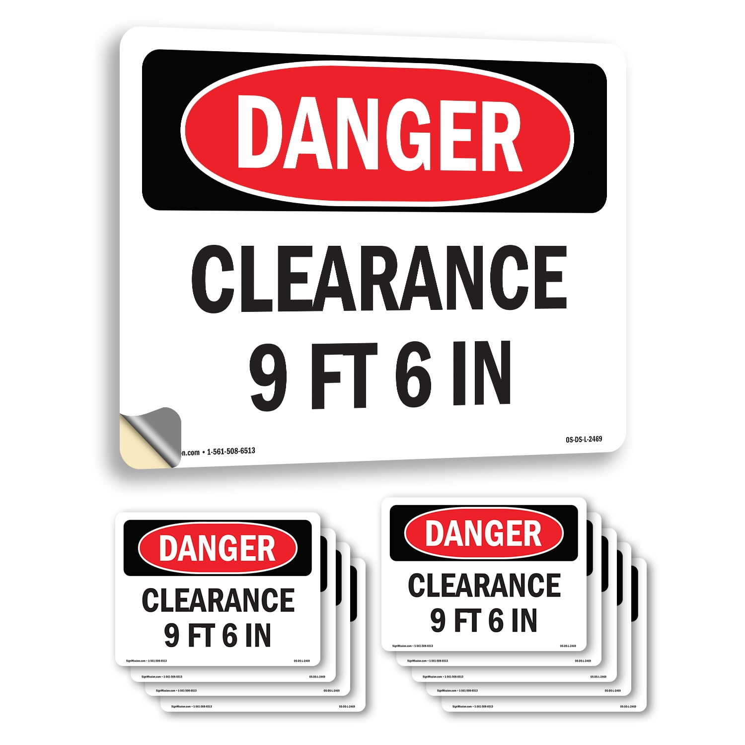 Clearance 9 Ft 6 In OSHA Danger Vinyl Decal Label 24 Inch x 18 Inch ...