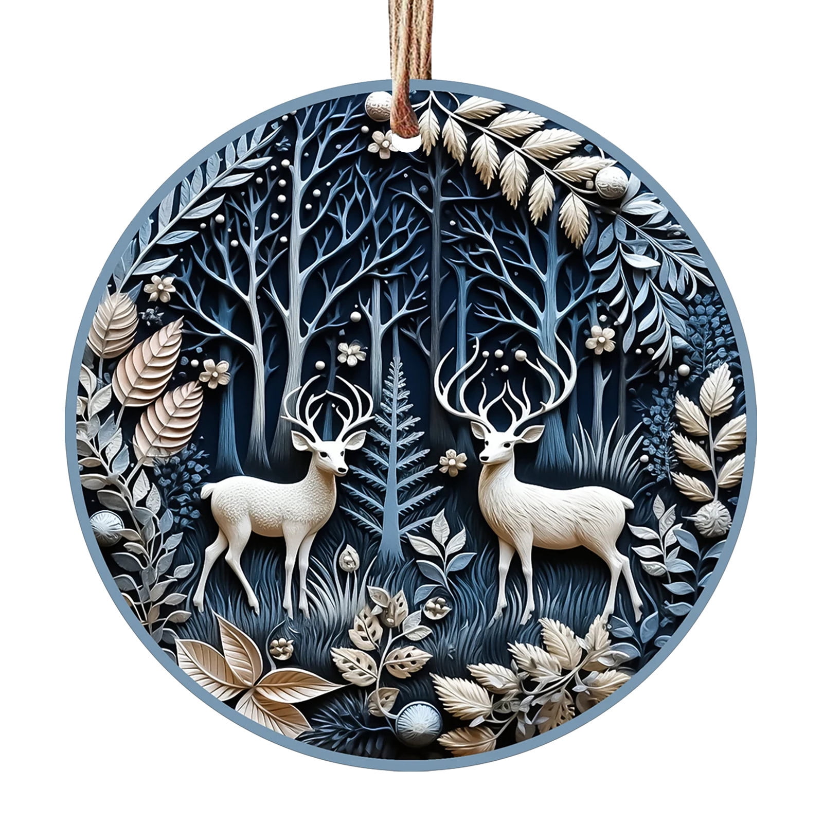 OAVQHLG3B Acrylic Christmas Ornaments Blue and White Forest Decorations ...