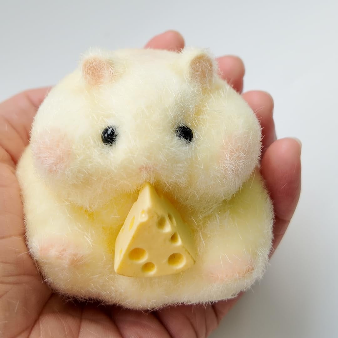 Clearance! Adorable Handmade Flocked Squishy Hamster with Cheese ...
