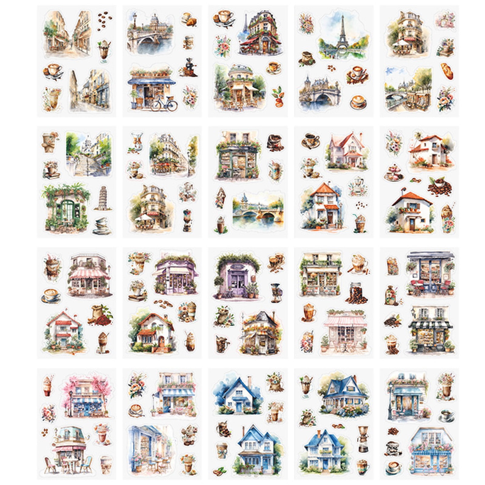 Clearance Alideco 20Pcs Vintage Scrapbook Stickers Set Flower Butterfly ...