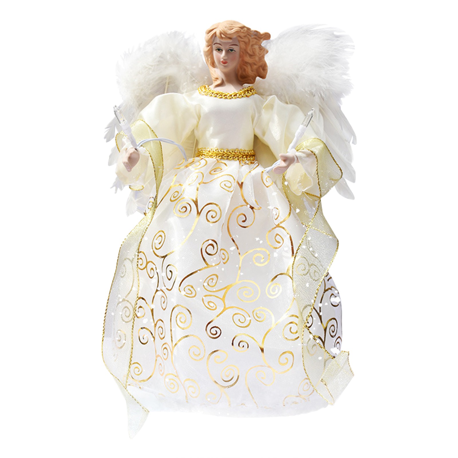 Clearance Angel Tree Topper White Feather Wing Xmas Tree Ornament Star ...