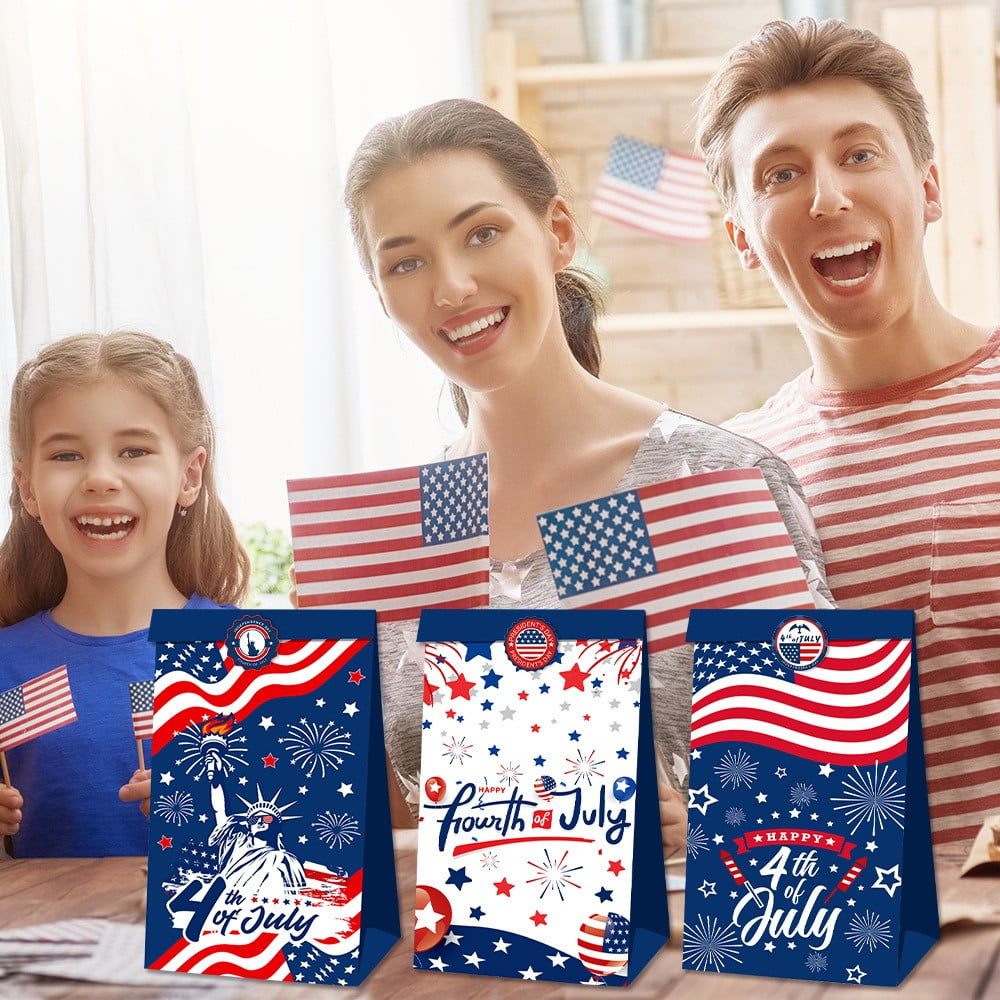 Clearance! Antqov 4th of July Treat Bags with Stickers, 30PCS US Flag ...