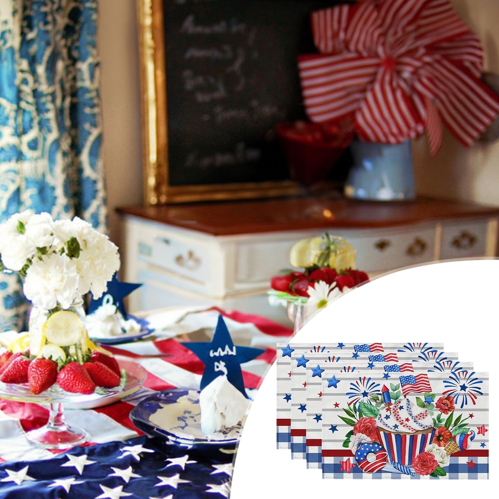 Clearance! Antqov Fourth of July Placemats, Red White & Blue Placemat ...