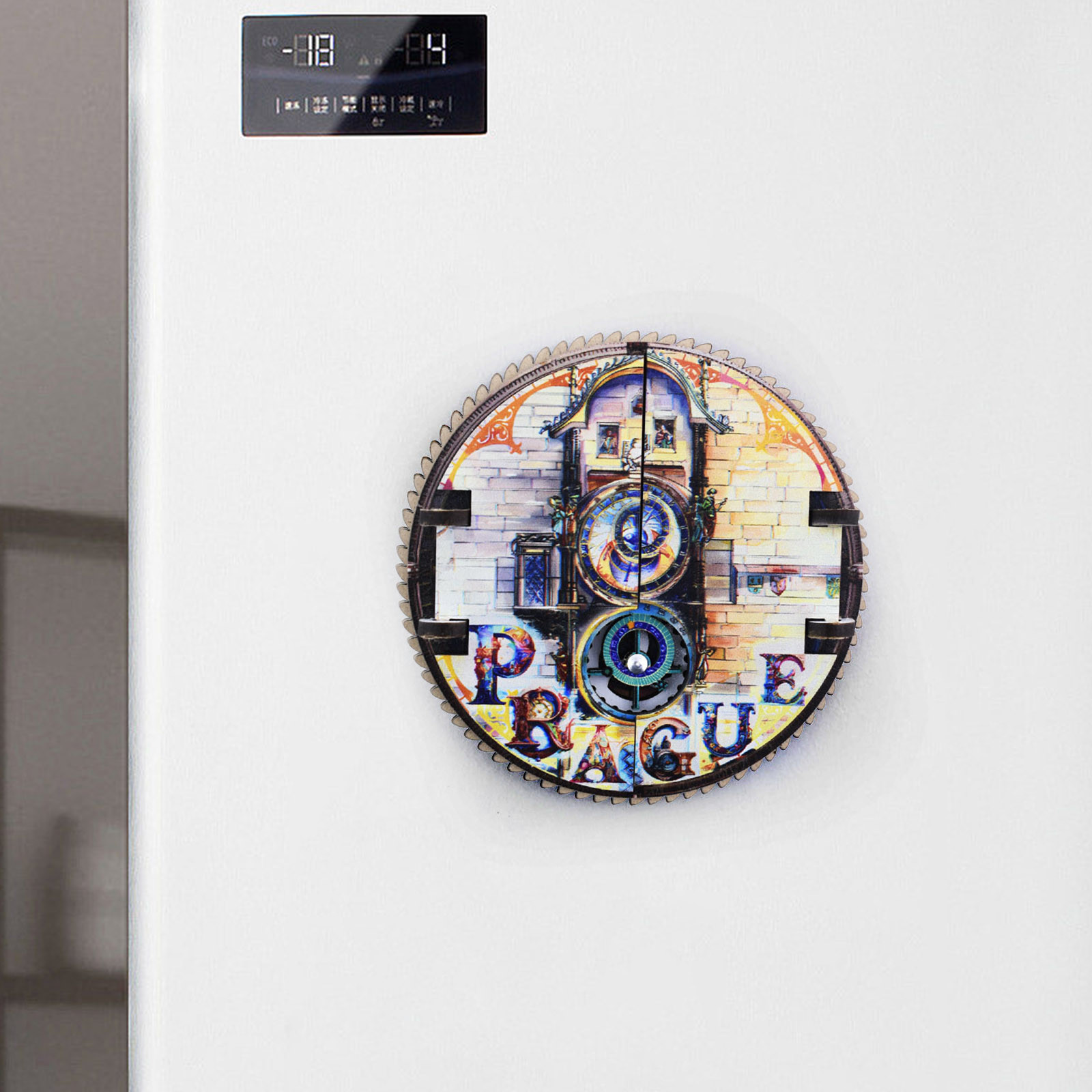Antqov Stickers, Prague Astronomical Clock Wooden Vintage Fridge ...