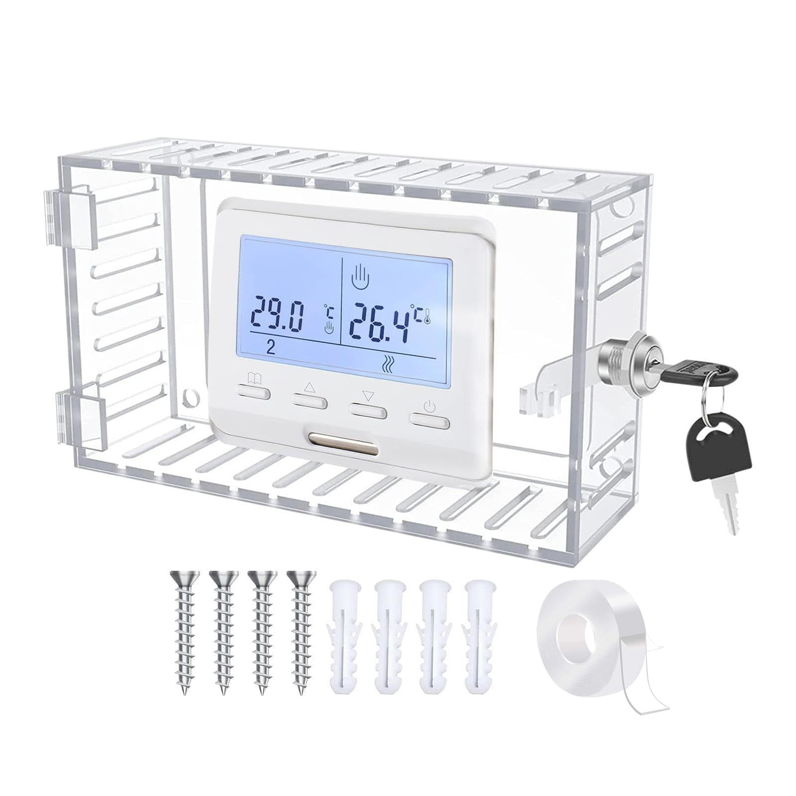 Clearance! Aoorsake Thermostat Box Thermostat With A Key Lock Transparent Cover Easy ...