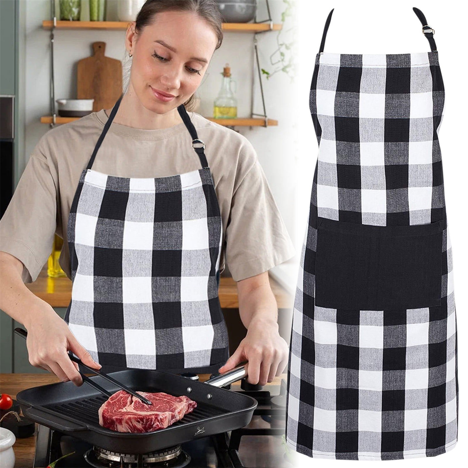Clearance Apron Sleeve under $5 Check Chef Apron Plaid Apron Neckline ...