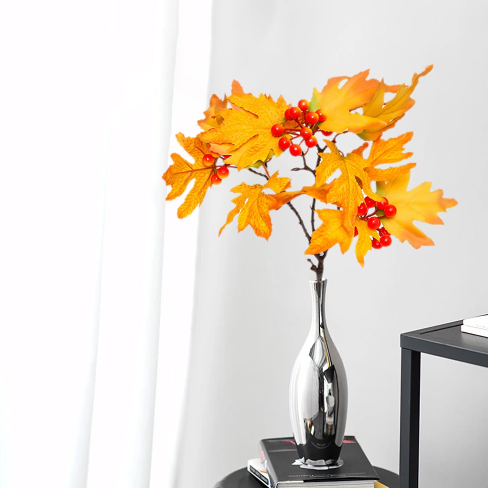 Clearance! Maple Leaves Branches 13.38in Fake Fall Leaves Stems Plants ...