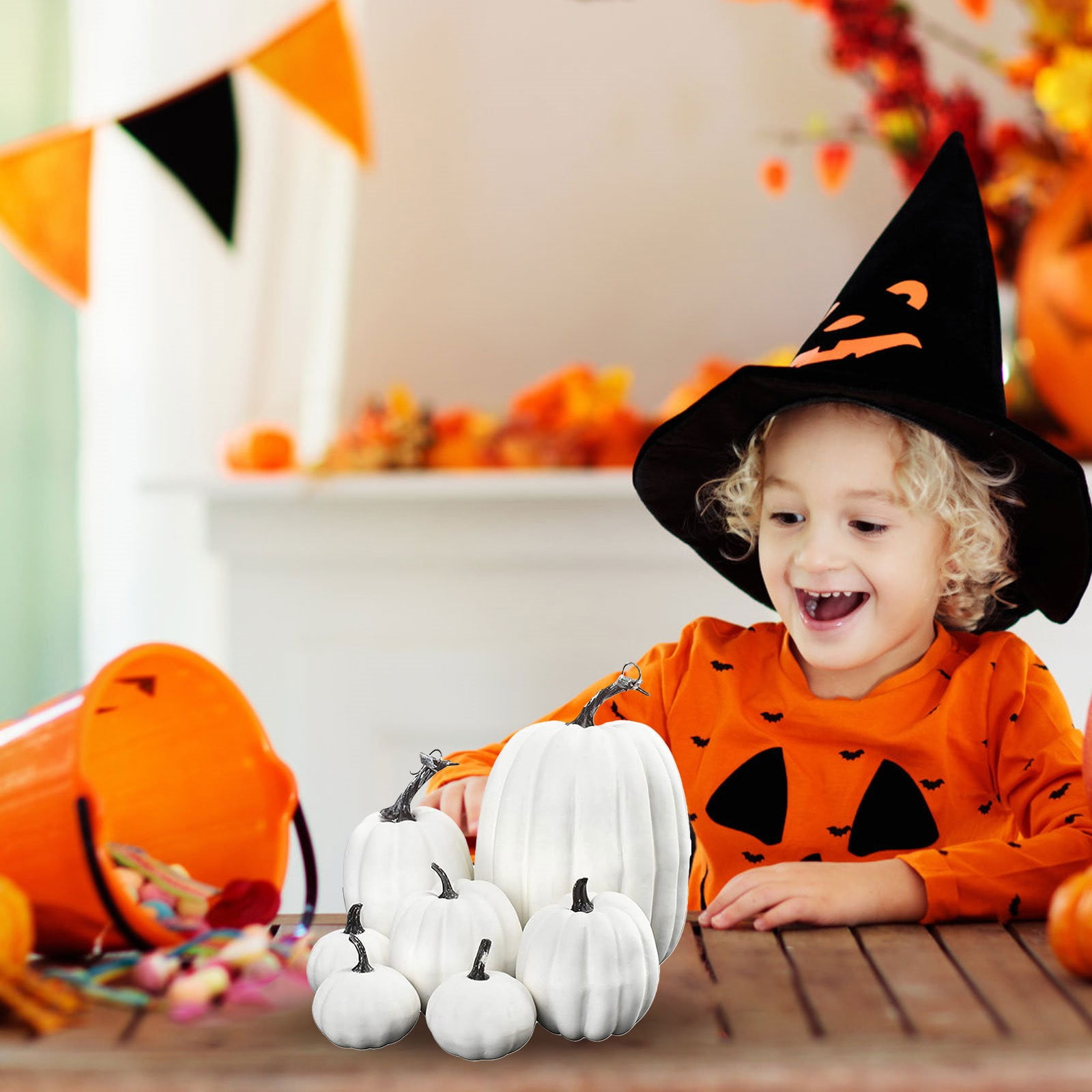 Clearance Artificial Pumpkins 7Pcs White Pumpkins Assorted Pumpkins ...