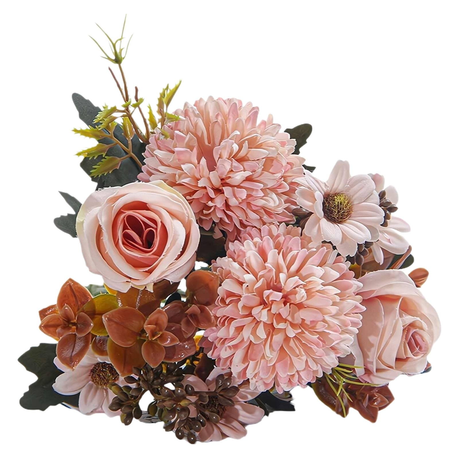 Clearance! Artificial Roses Flower Bouquet with Hydrangea Roses Flowers ...