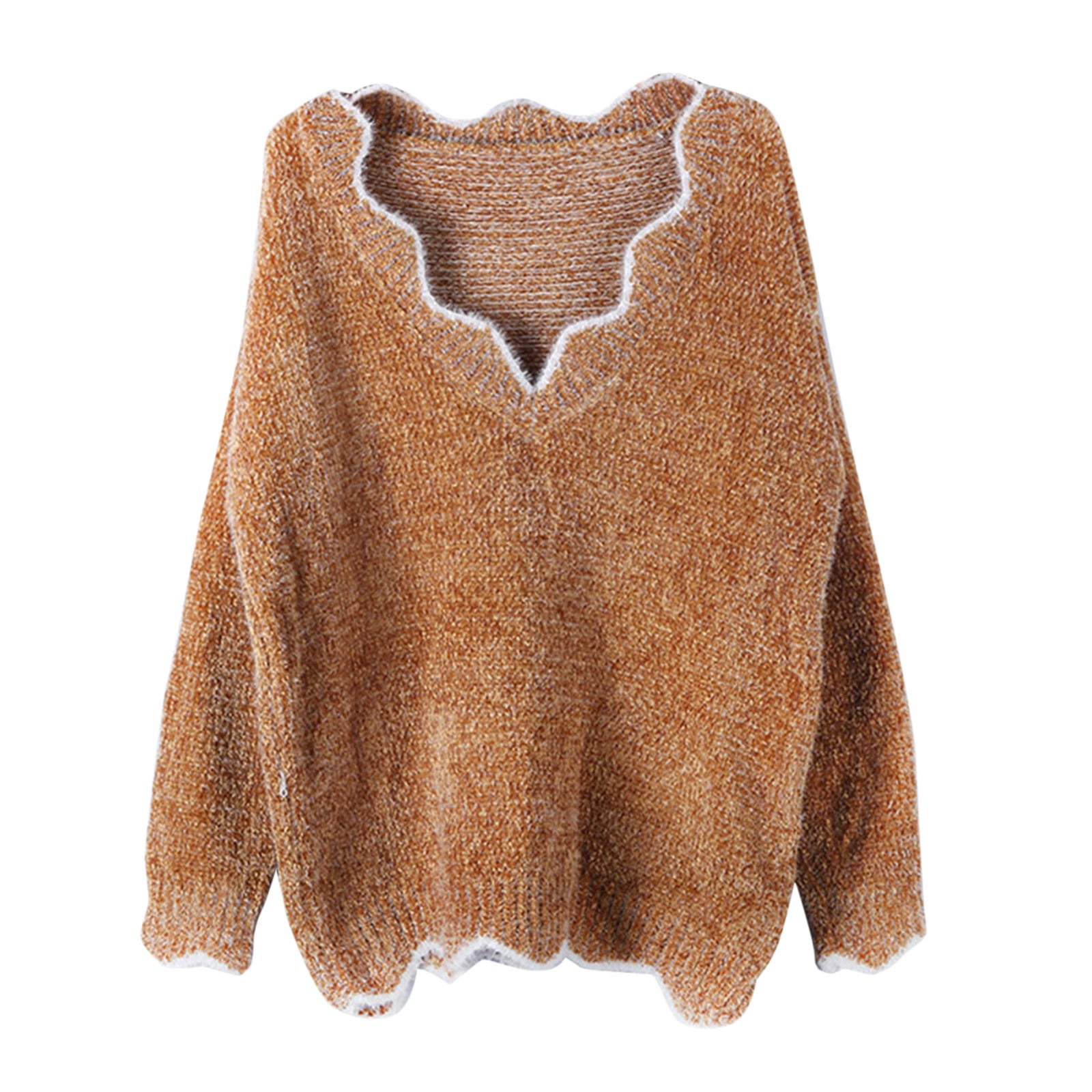 Clearance! Asqwmvz Women's Pullover Sweater European And American Solid ...