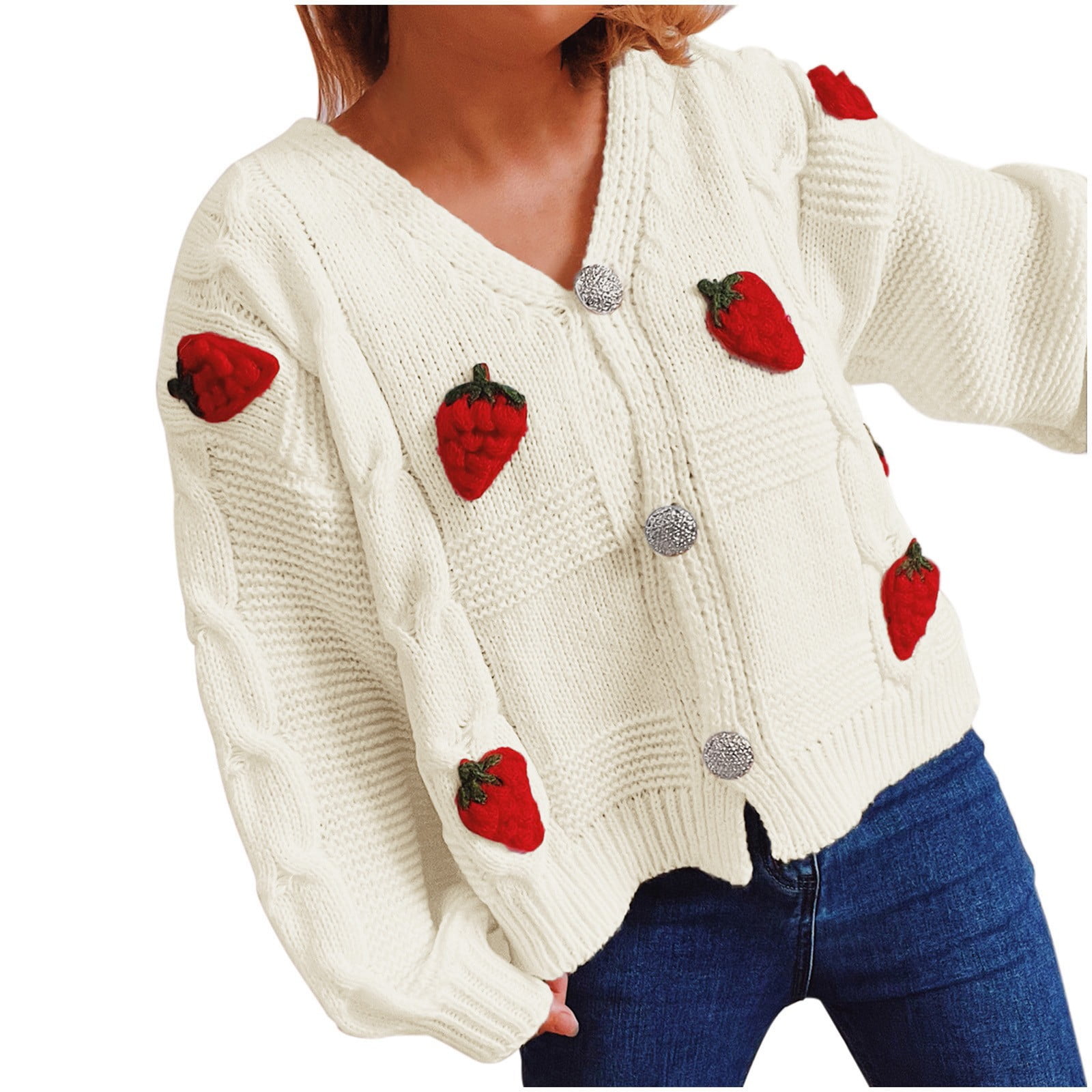 Clearance! Asqwmvz Womens Coats Women's Casual Loose Strawberry ...