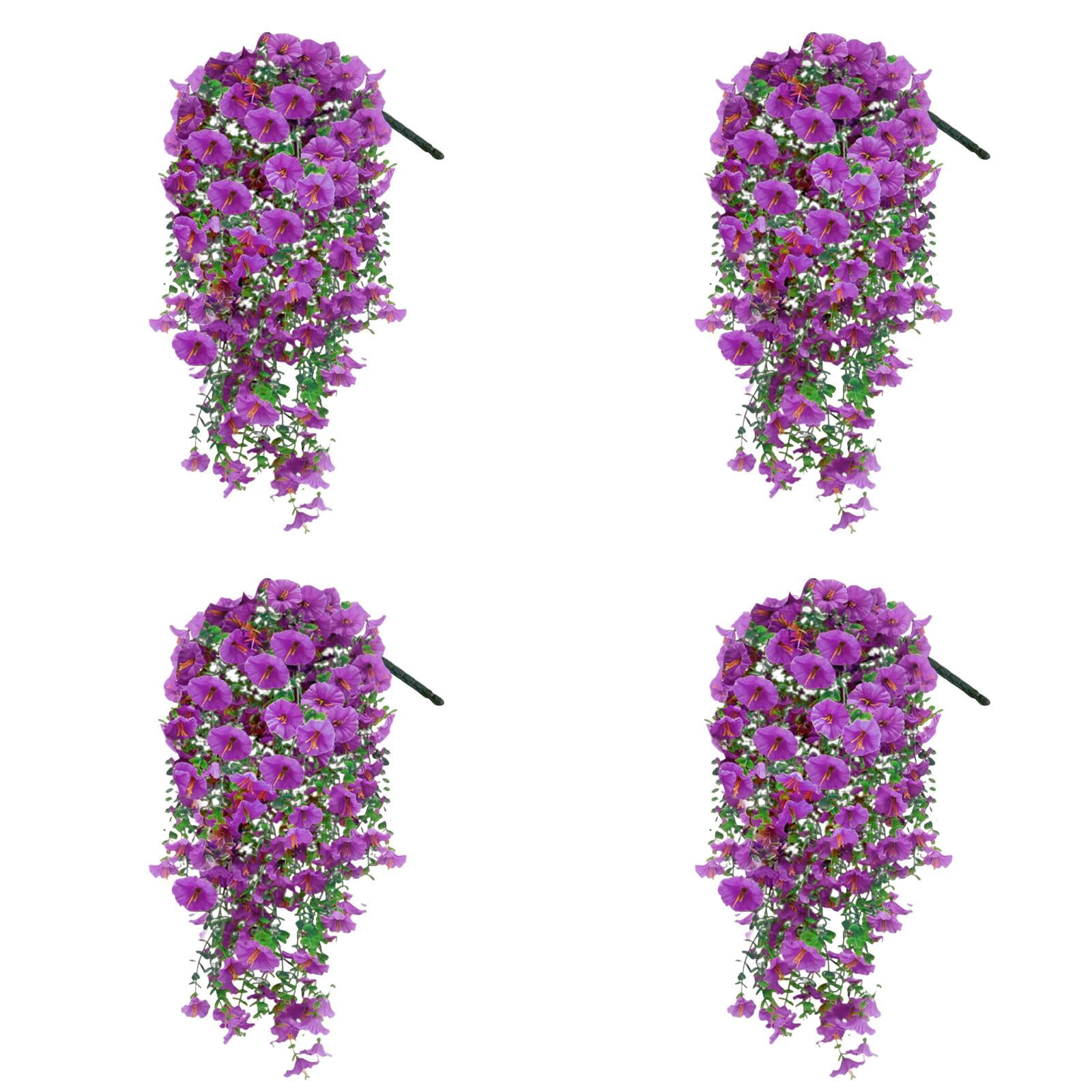 Clearance BANEX 4 PCS Artificial Flowers for Outdoors Faux Plants Silk ...