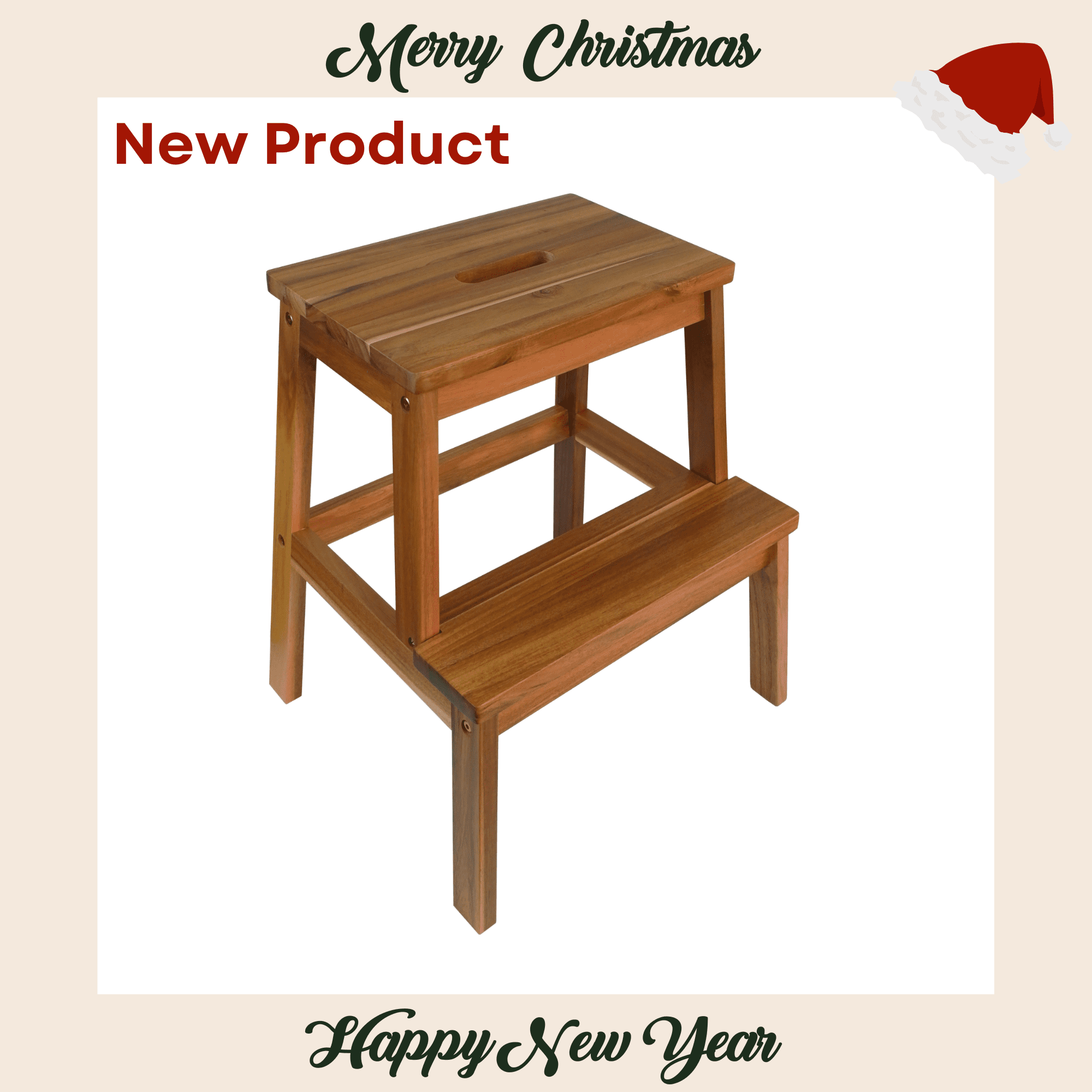 Clearance! BEEFURNI Acacia Wood Two Steps Stool Small Size Rectangle ...