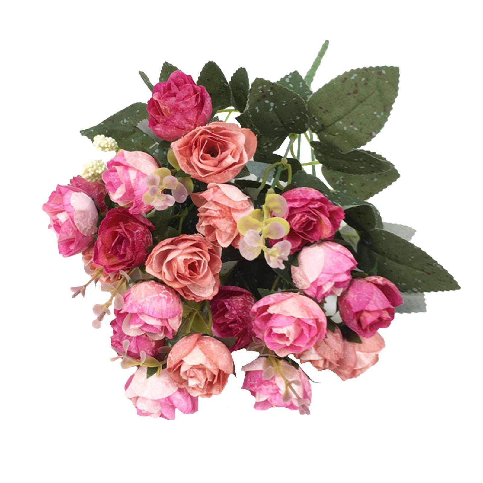 (Clearance) BNNG 7 Branch 21 Head Artificial Silk Mini Rose Home Decor ...