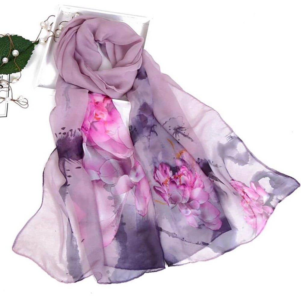 Clearance! Baberdicy Fashion Women Lotus Printing Long Soft Wrap Scarf ...