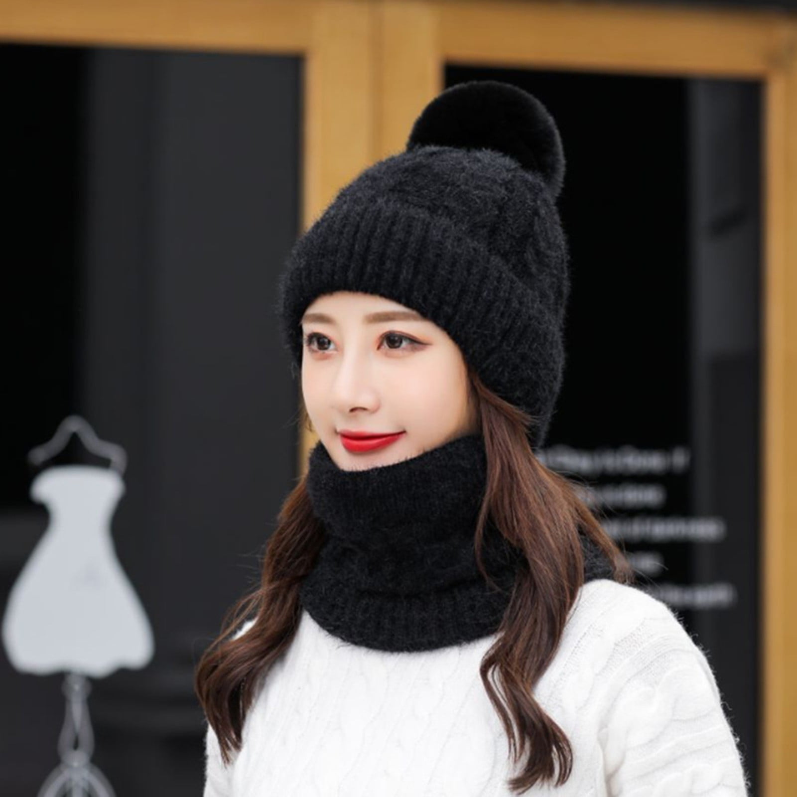 Clearance Baberdicy Hat + Scarf Big Deals Women Winter Windproof Hat ...