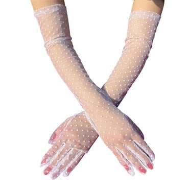 Women's Lace Fingerless Wrist Ruffle Gloves, One Size, White - Walmart.com