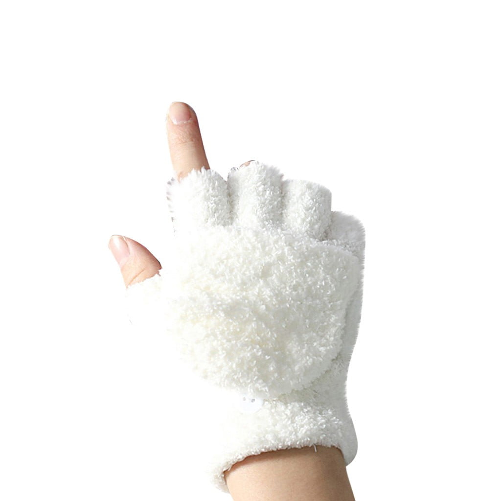 Clearance! Baqcunre Winter Knitted Convertible Fingerless Gloves Wool ...