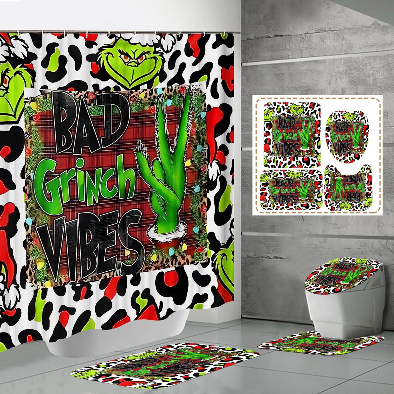 Clearance Before Christmas Gasue Grinch Bathroom Set Christmas Snowman ...