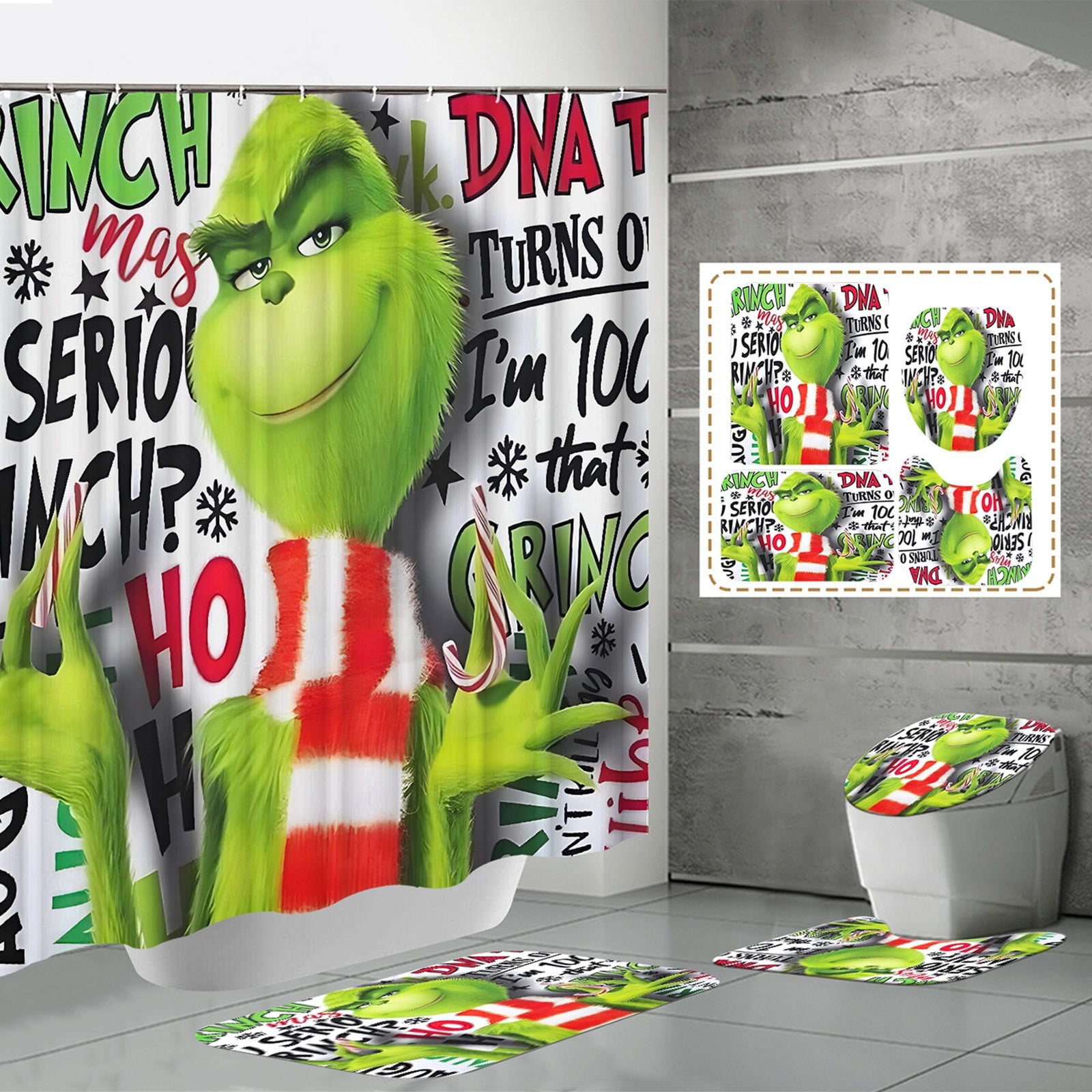 Clearance Before Christmas Gasue Grinch Bathroom Set Christmas Snowman ...