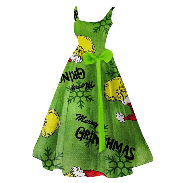Clearance Before Christmas Christmas Grinch Vintage Dress For Women